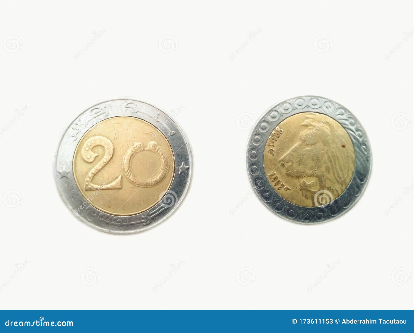 Money Algeria Twenty Dinars Coin Stock Image - Image of rubles, algeria ...