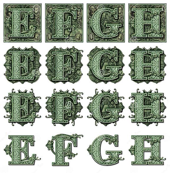 Money Alphabet E to H stock illustration. Illustration of savings ...