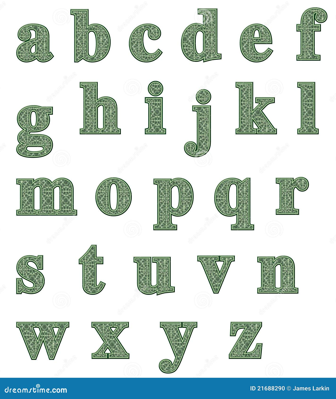 Money Alphabet Lower Case stock illustration. Illustration of currency ...