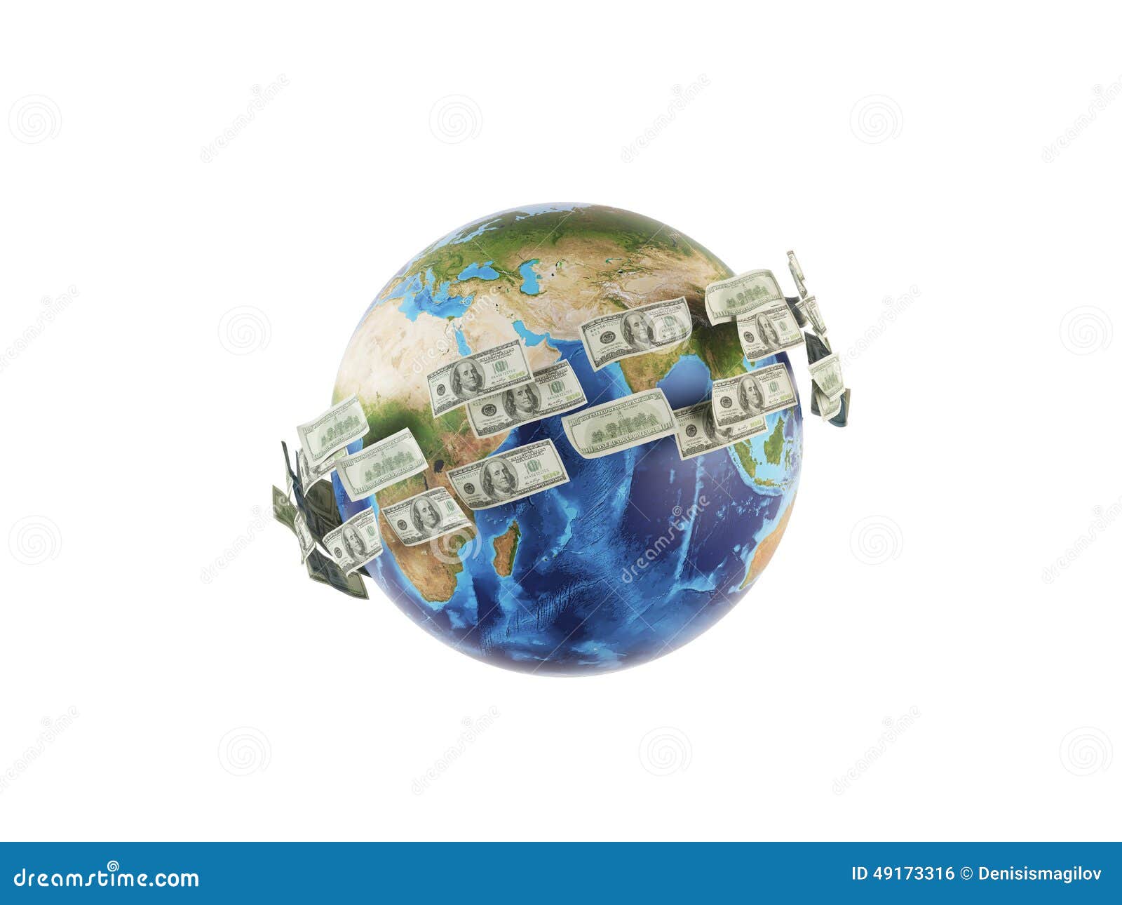 Money around earth stock photo. Image of africa, number - 49173316