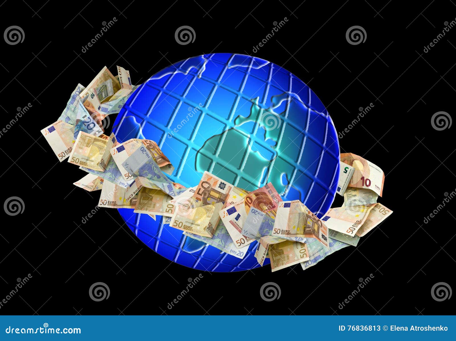 Money around the globe stock illustration. Illustration of growth ...