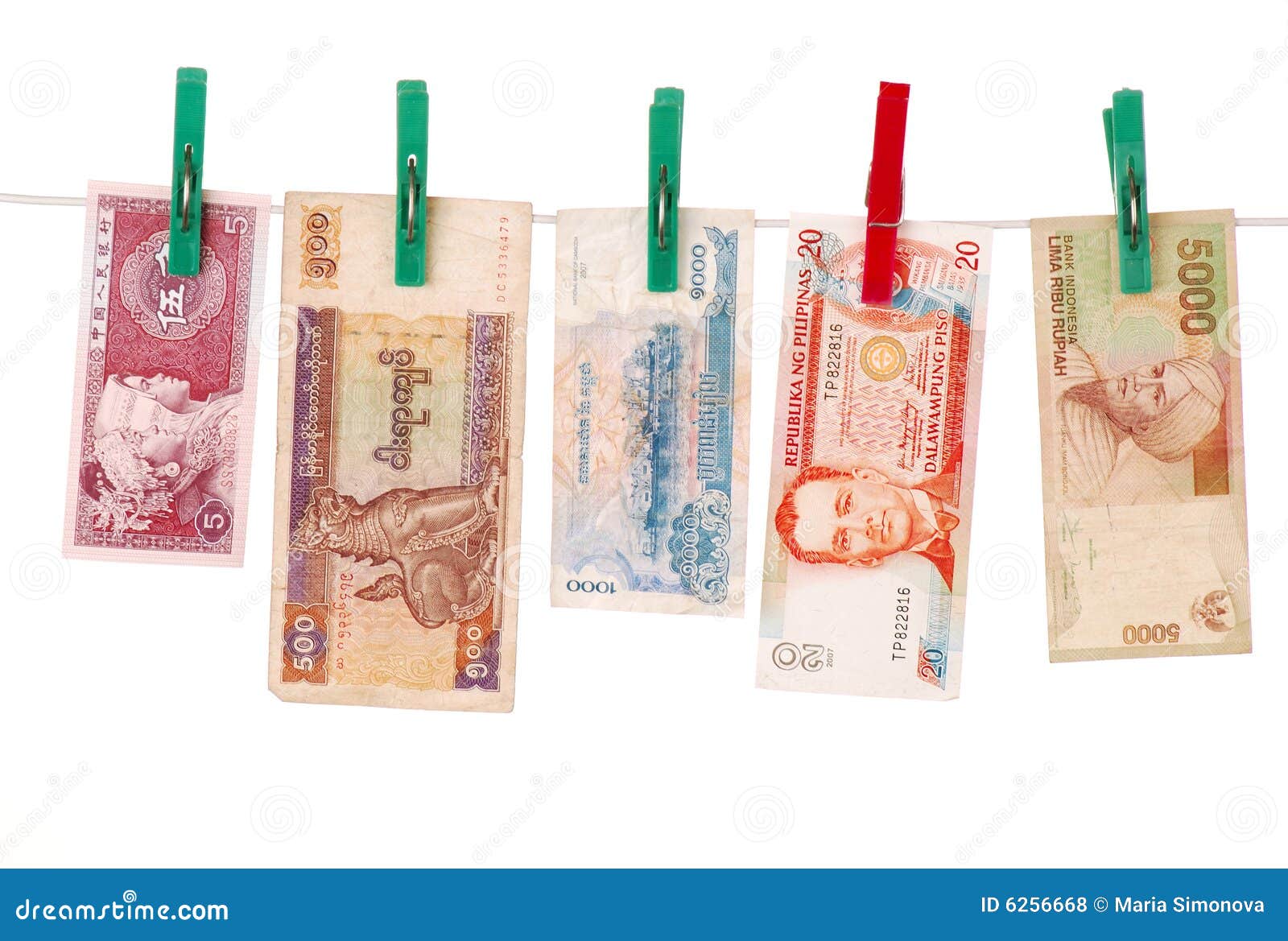 Money of asian countries stock photo. Image of rope, paper - 6256668