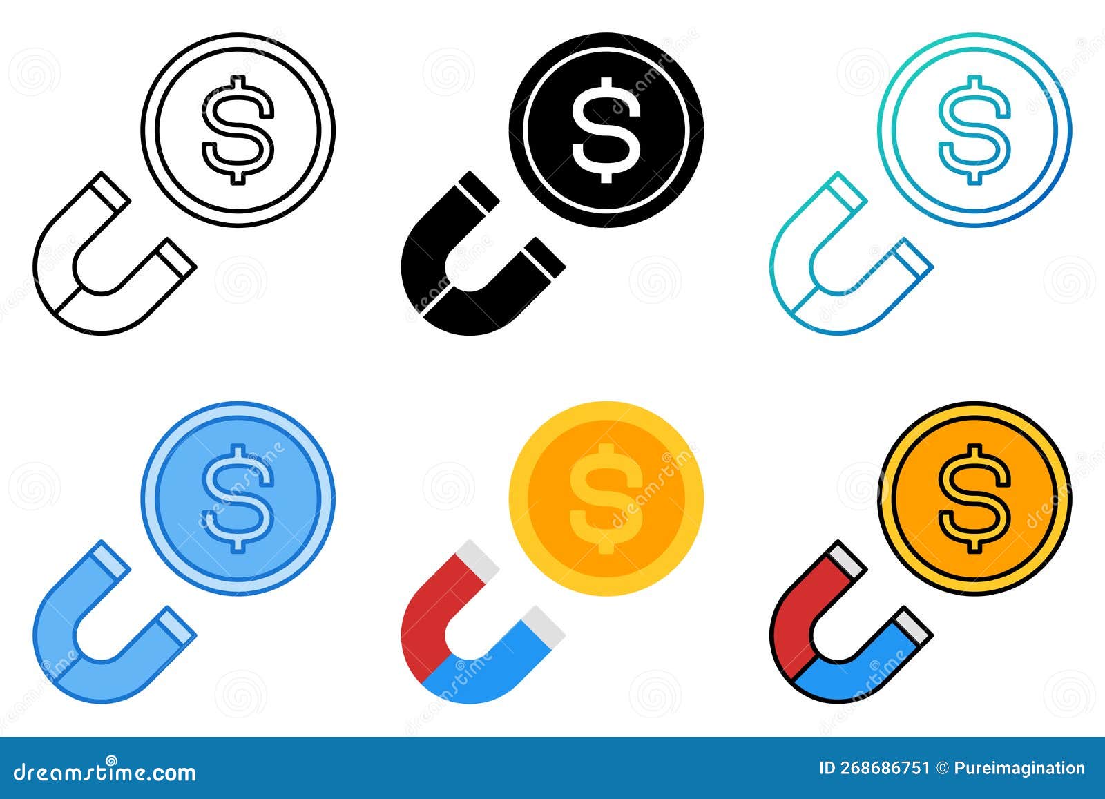Money Attraction in Flat Style Isolated Stock Vector - Illustration of ...
