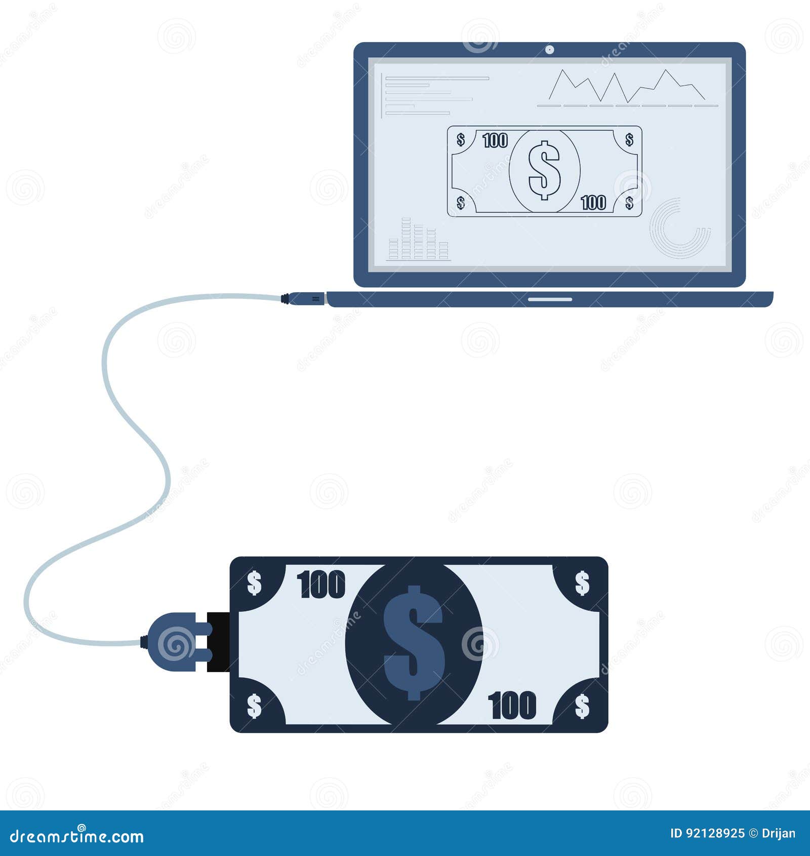 Money Automation Using Laptop Stock Vector - Illustration of electronic ...