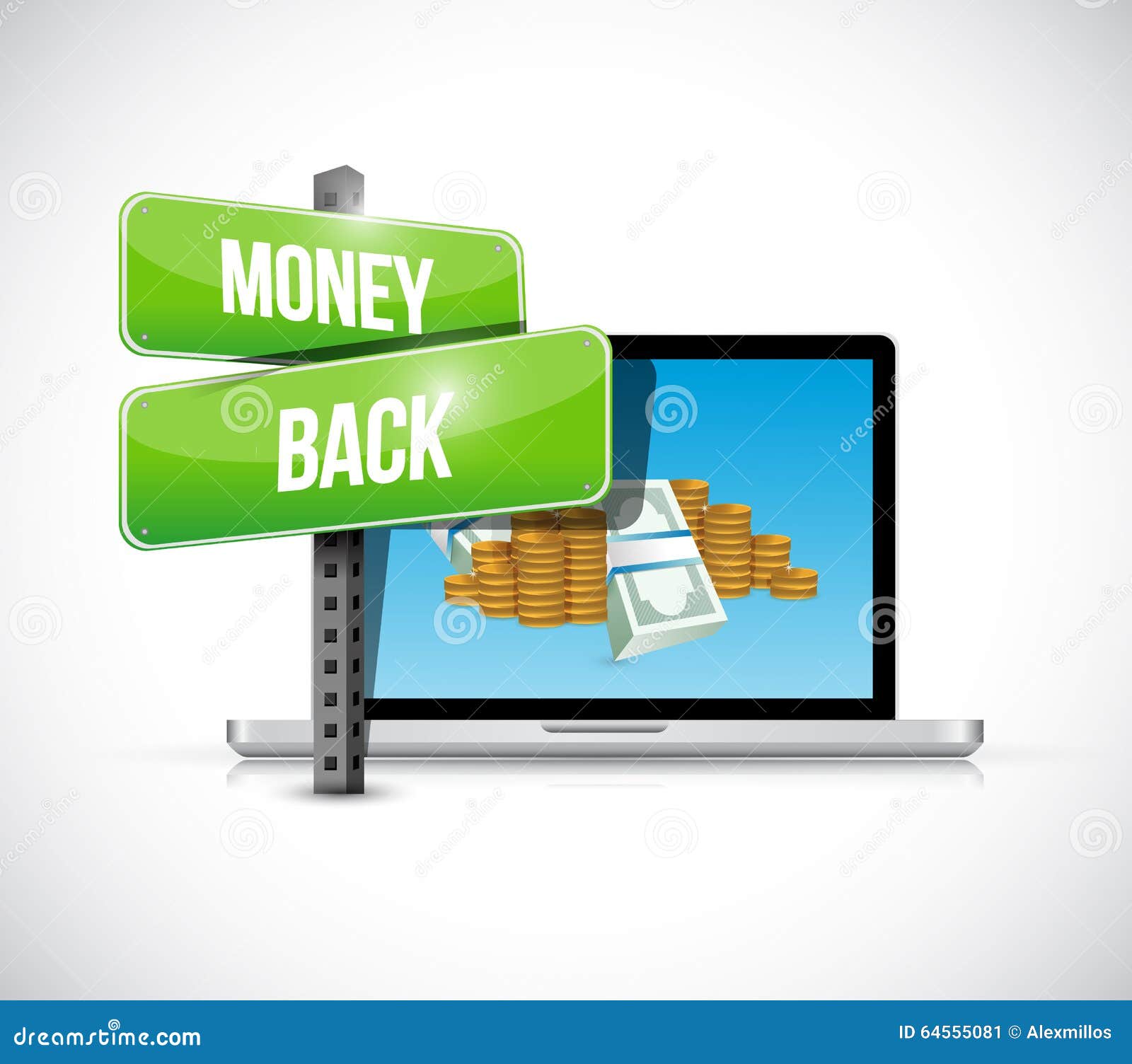 Money Back and and Computer Laptop Stock Illustration - Illustration of ...