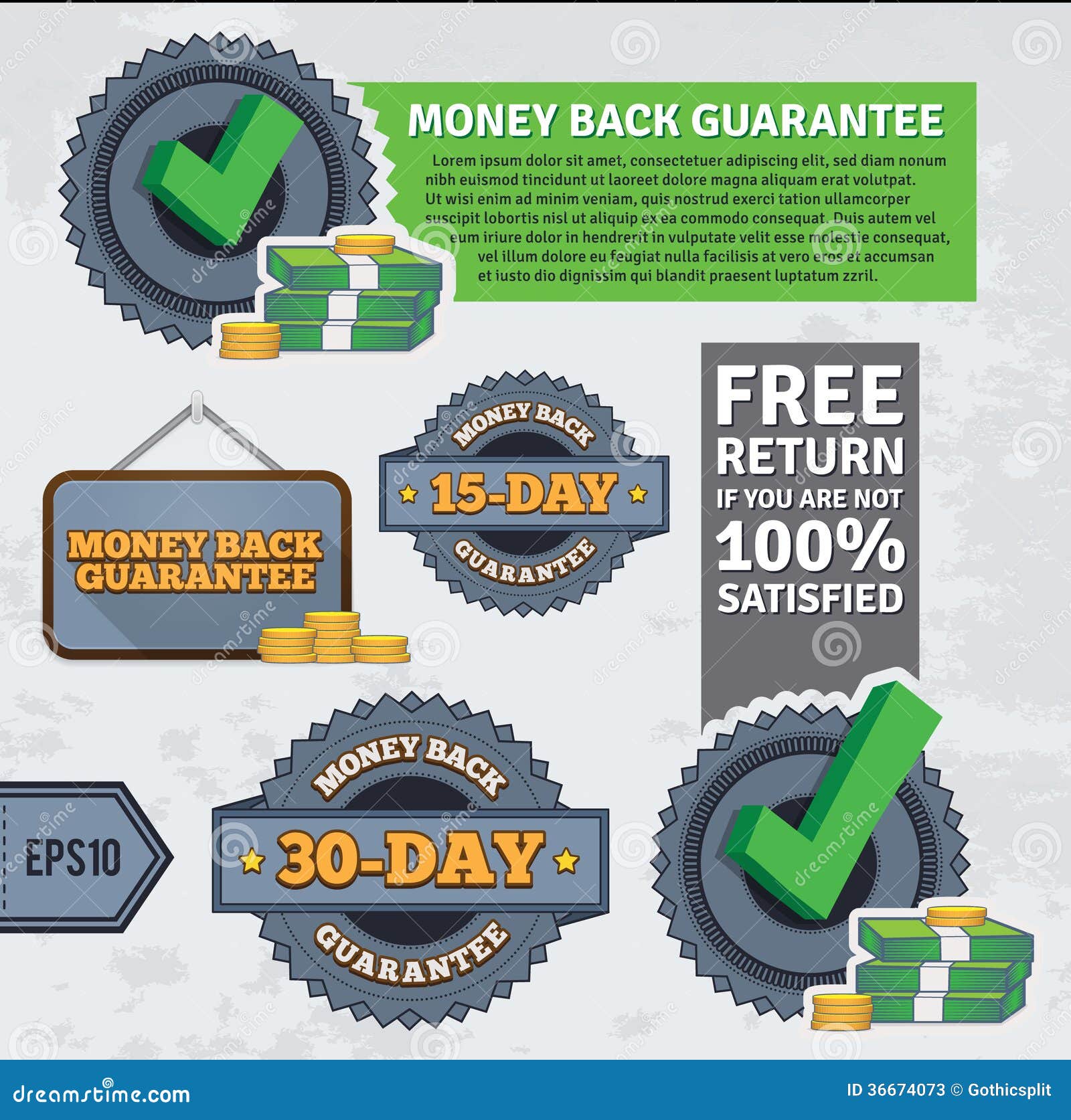 Money Back Guarantee stock vector. Illustration of banner - 36674073
