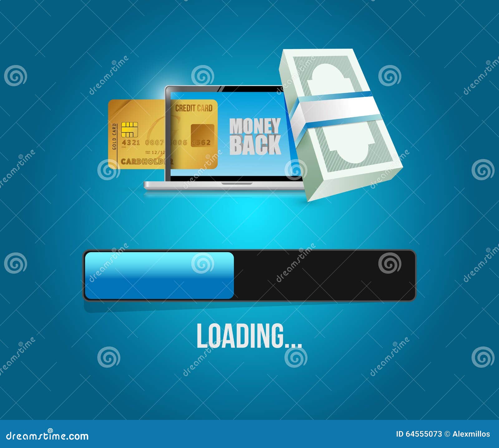 Money Back Loading Bar Illustration Stock Illustration - Illustration ...