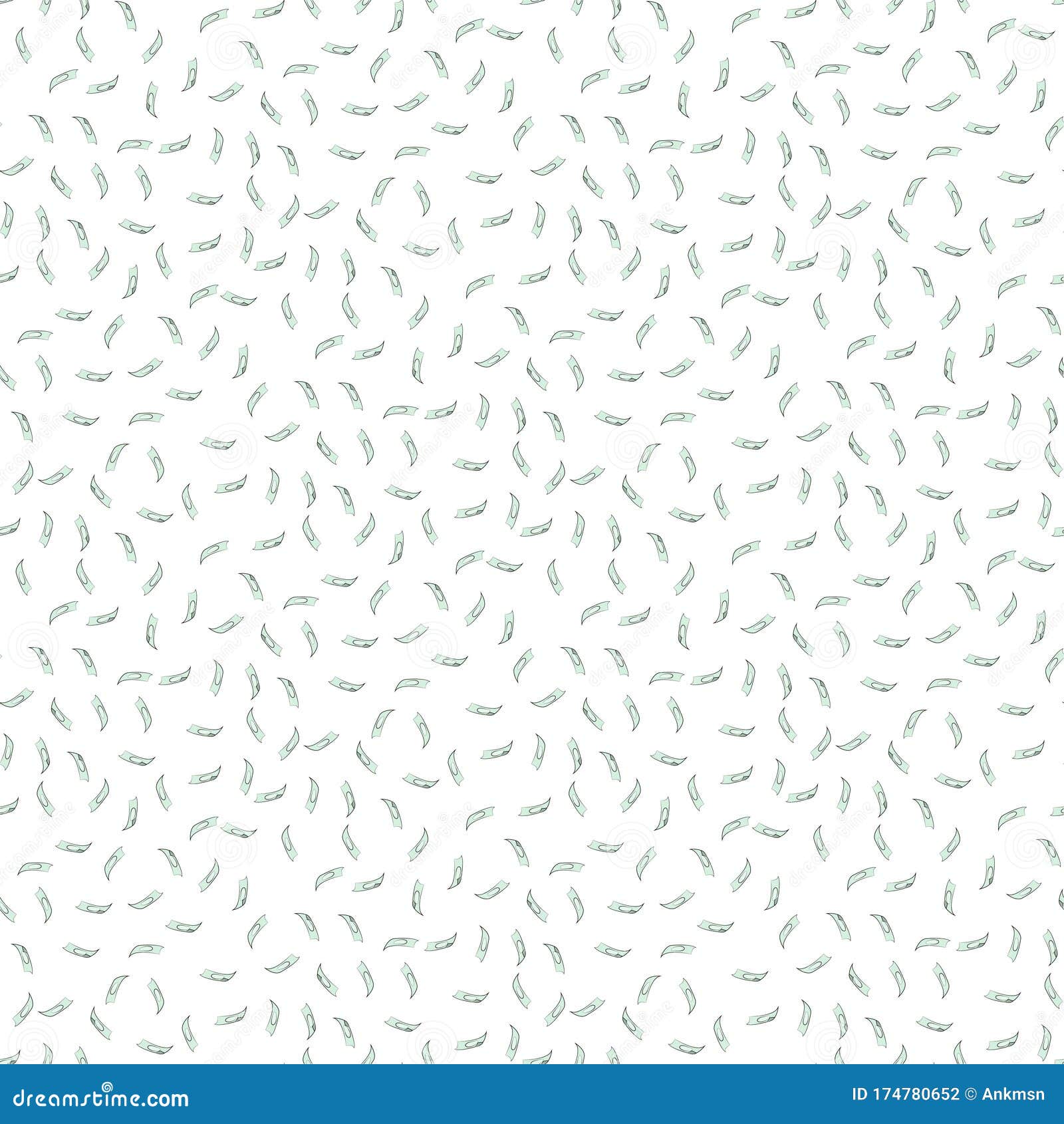 Money Background Flying Bills Green Cash Dollars Seamless Pattern Stock ...