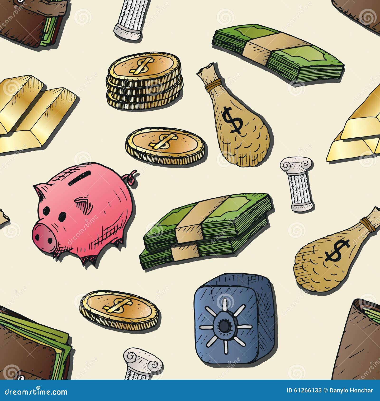 Money Background. Hand-drawn Elements. Stock Vector - Illustration of ...