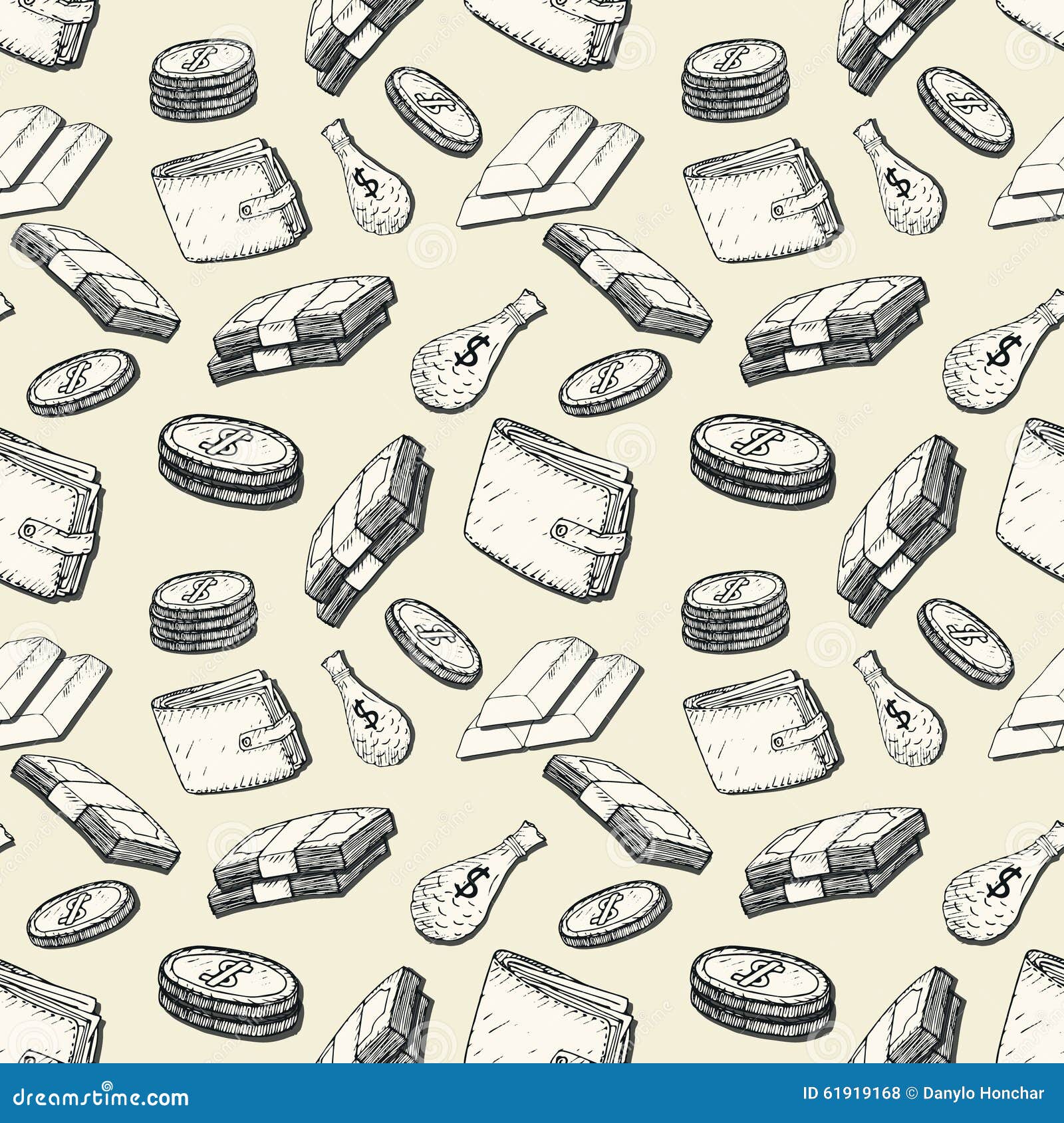 Money Background. Hand-drawn Elements. Stock Vector - Illustration of ...