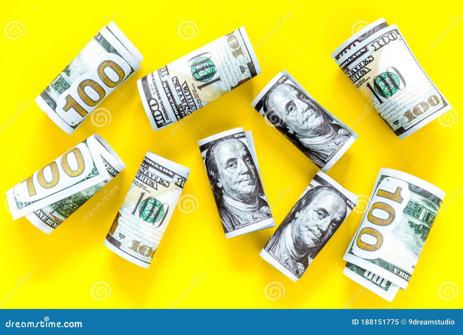 Money Background. Rolled Dollars Banknote Top View Stock Image - Image ...