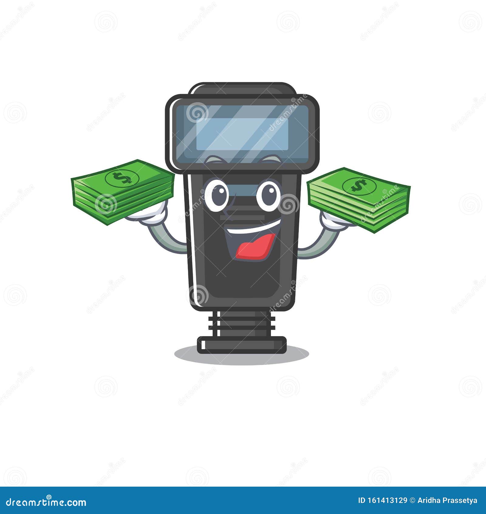 With Money Bag Camera Flash in a Cartoon Bag Stock Vector ...
