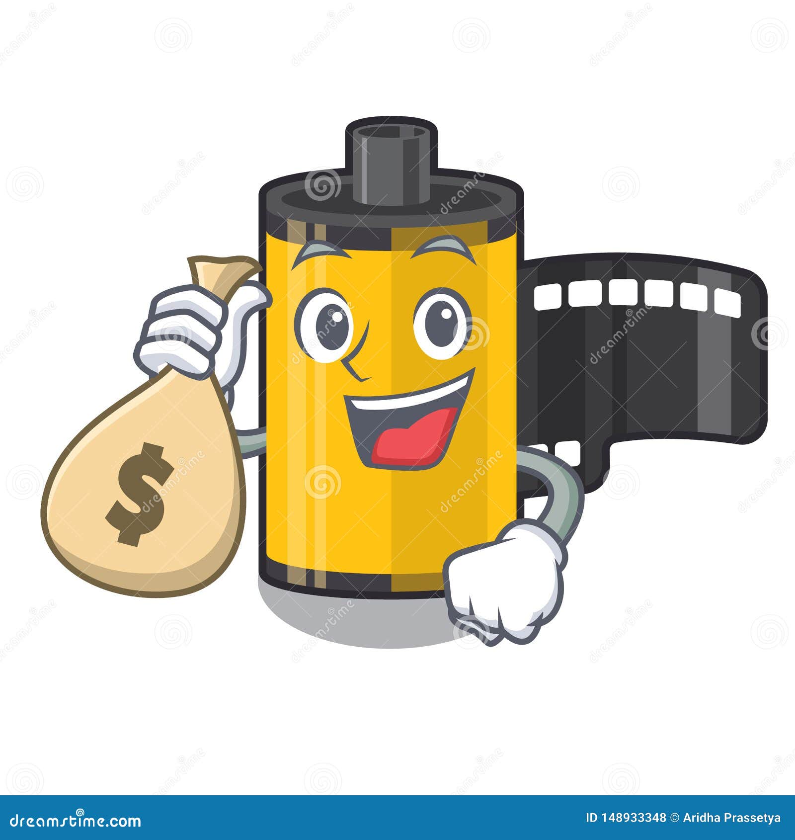 With Money Bag Camera Roll in the Mascot Shape Stock Vector ...