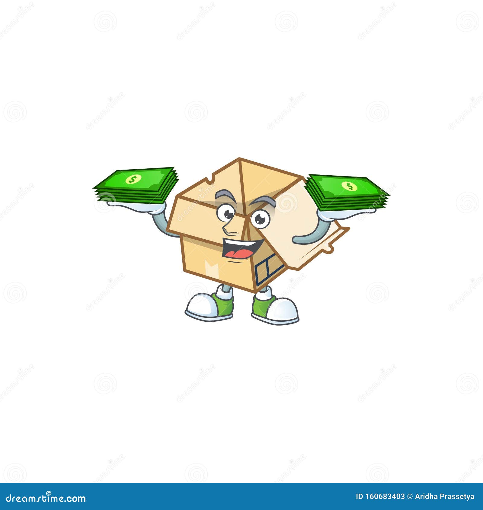 With Money Bag Cardboard Open in the Cartoon Shape Stock Vector ...