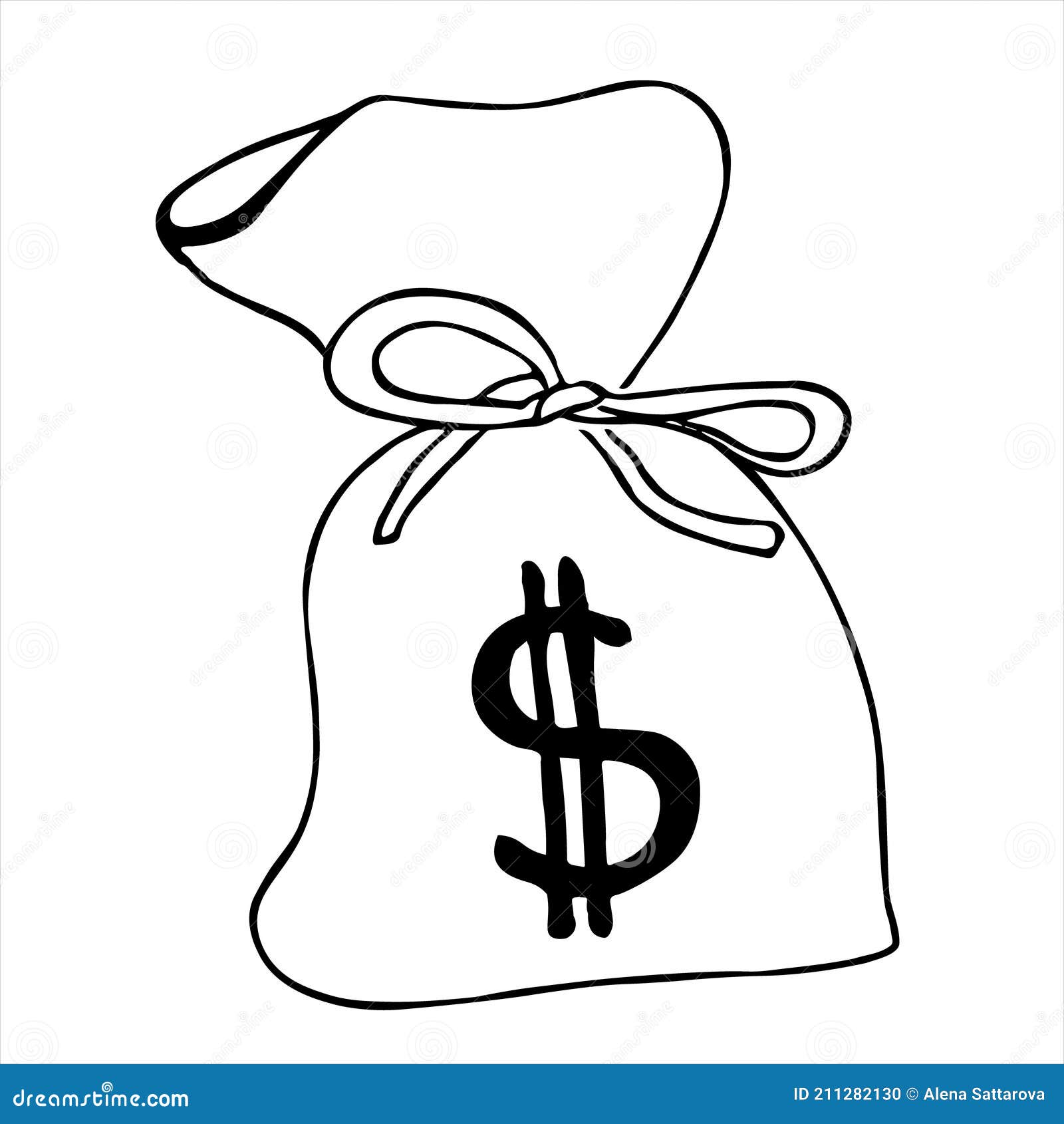 Money Bag, Cash. Hand Drawn Vector Illustration Stock Vector ...