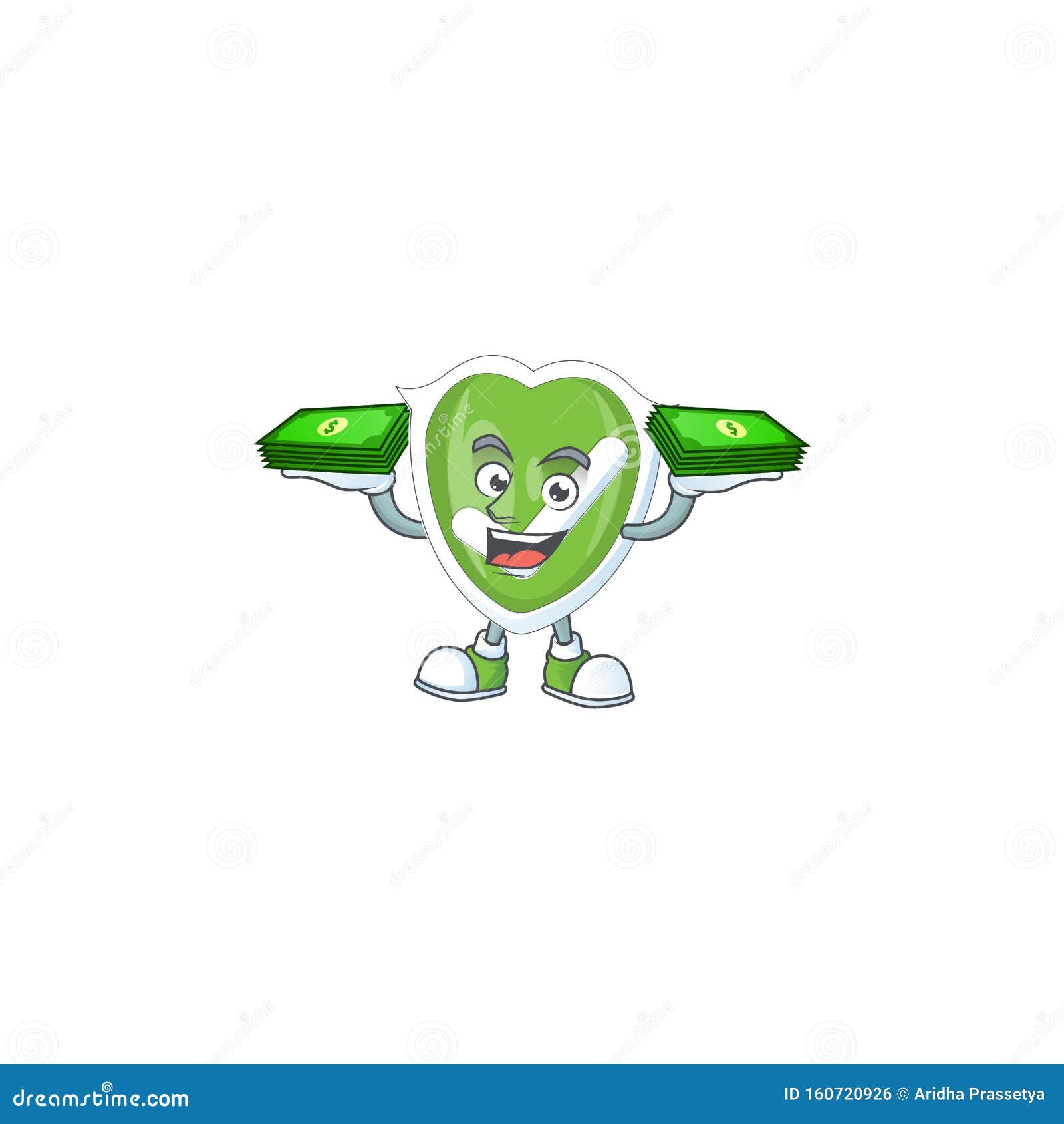 With Money Bag Checkmark Shield with Cartoon Character Shape. Stock ...