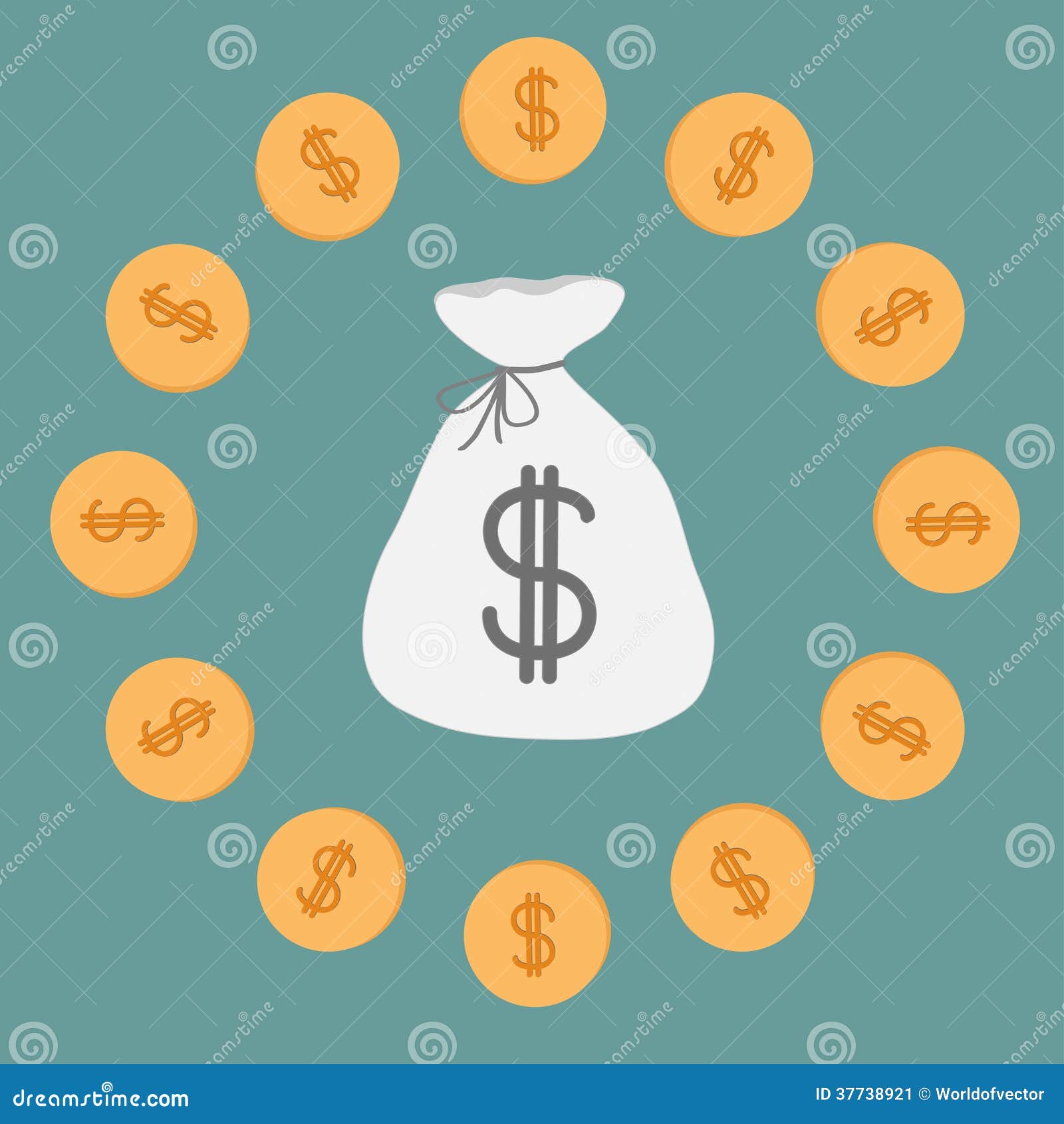 Money Bag and Coins. Icon. Dollar Sign Stock Vector - Illustration of ...