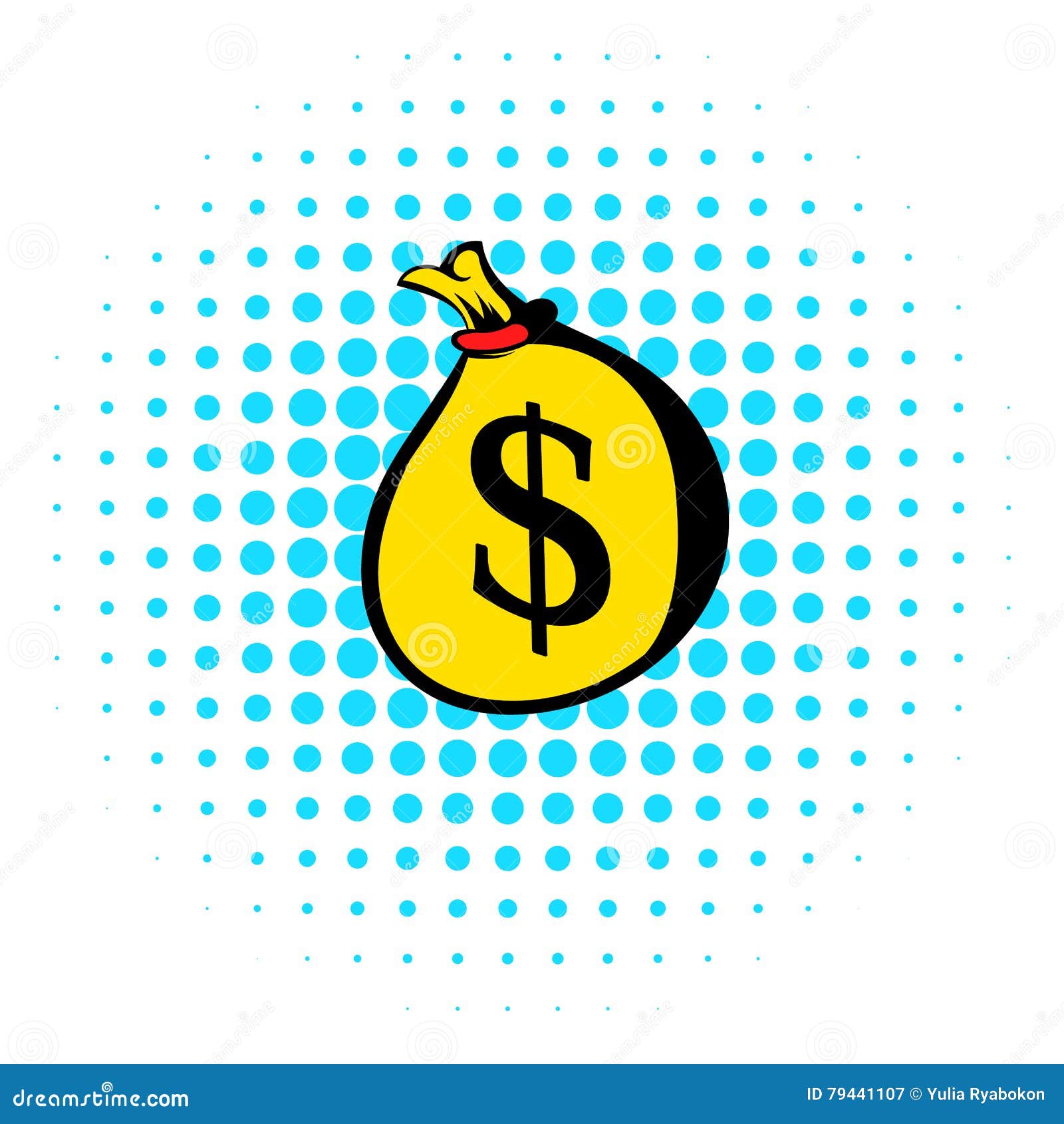 Money Bag with Dollar Sign Icon, Comics Style Stock Vector ...