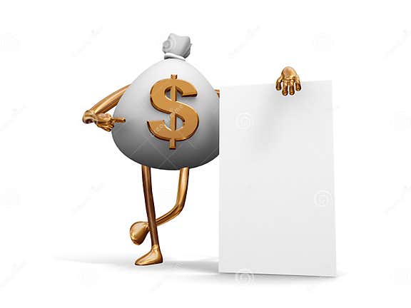 Money bag and empty board stock illustration. Illustration of money ...