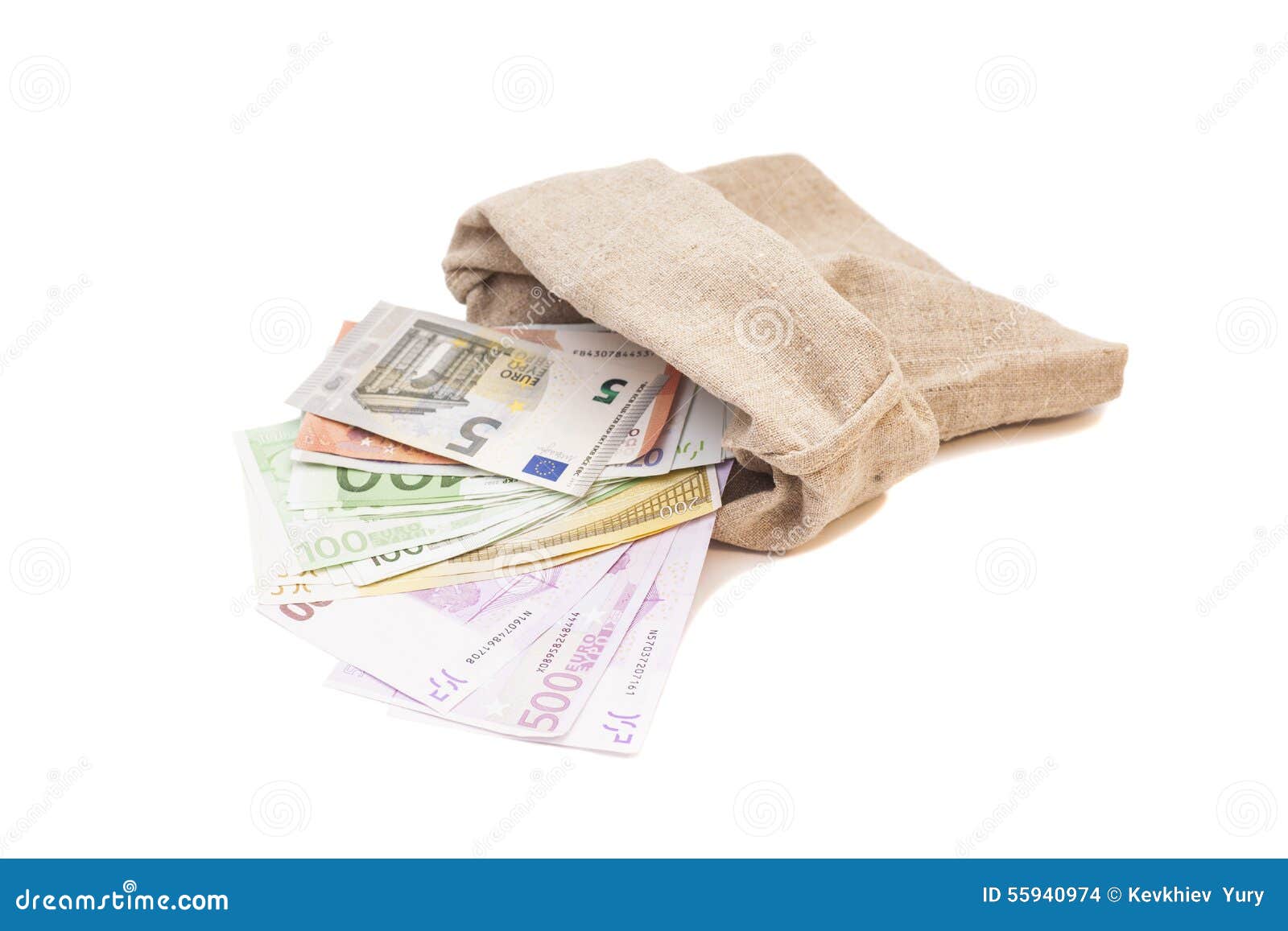 Money bag with euro stock photo. Image of note, european - 55940974
