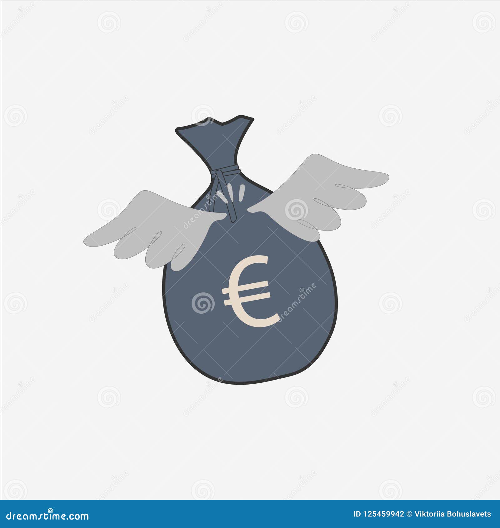 Money Bag Flying with Wings Icon Isolated Stock Illustration ...
