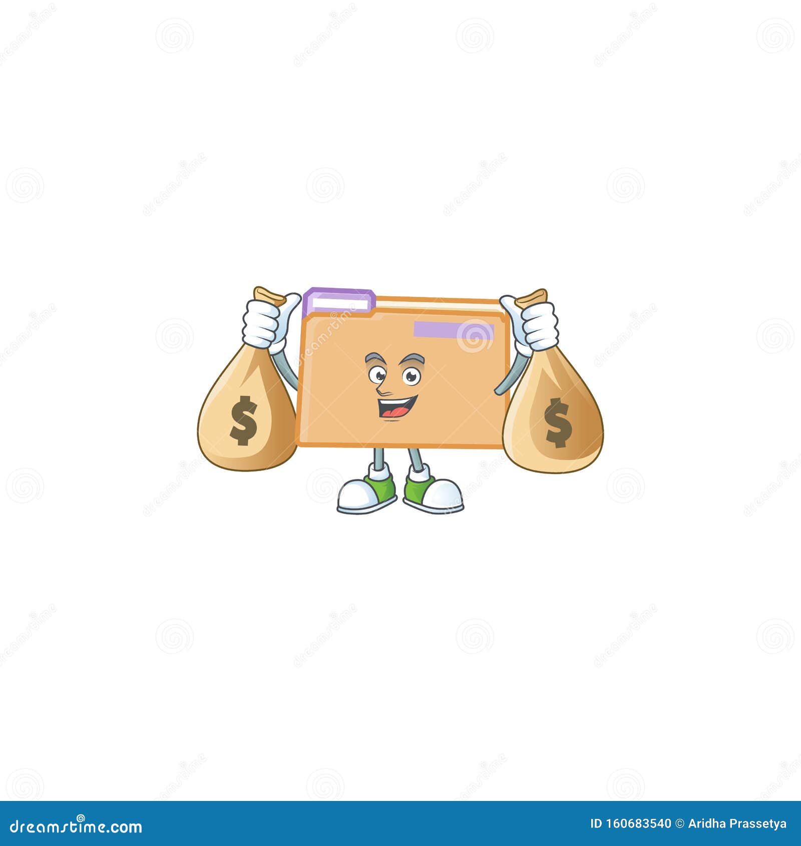 With Money Bag Folder for Saving a File Document Stock Vector ...