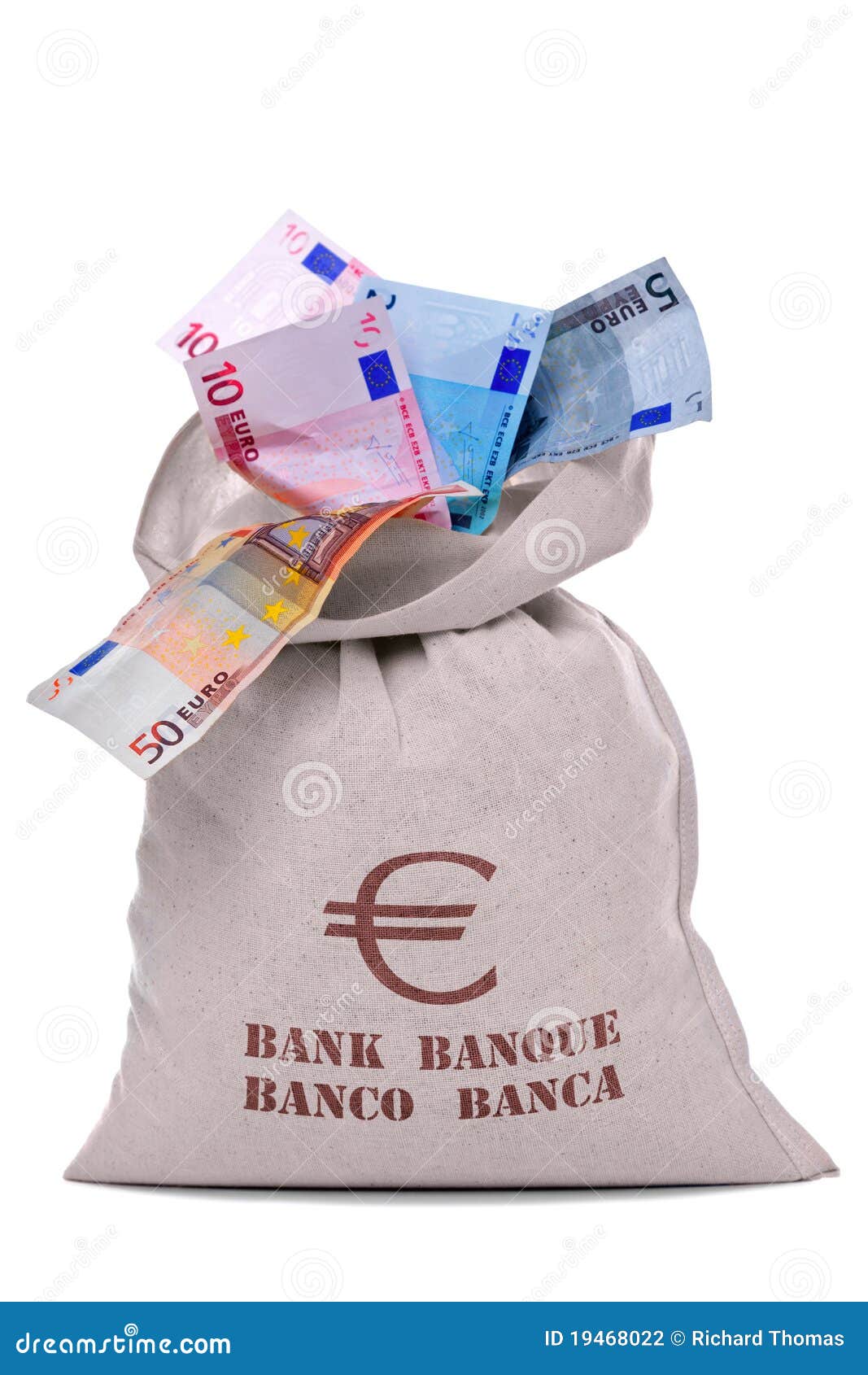 Money bag full of Euros stock photo. Image of planning - 19468022