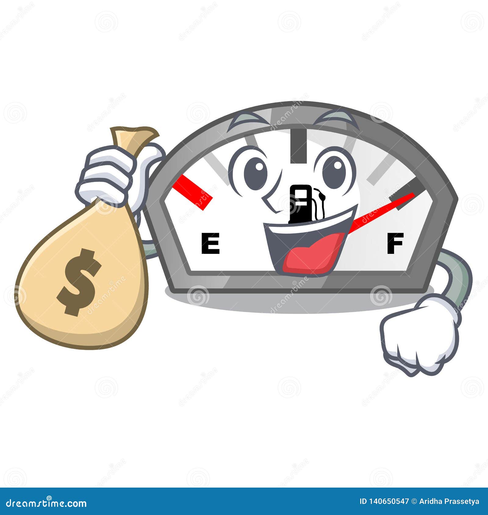 With Money Bag Gasoline Indicator in the Character Shape Stock Vector ...