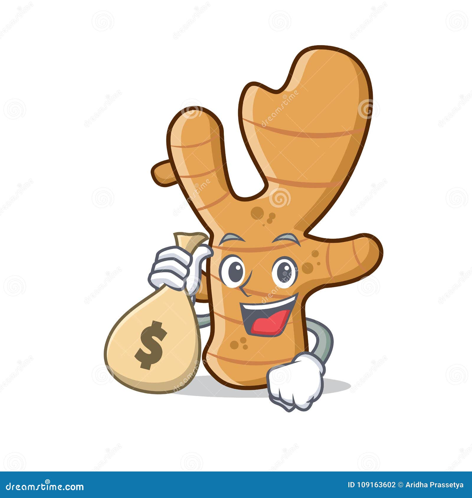 With Money Bag Ginger Character Cartoon Style Stock Vector ...