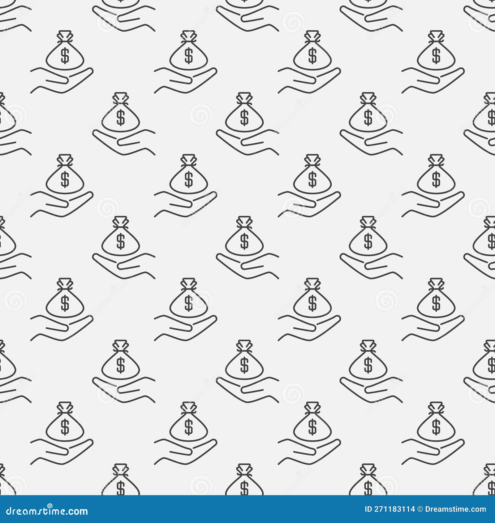 Money Bag in Hand Vector Corruption Concept Line Seamless Pattern Stock ...