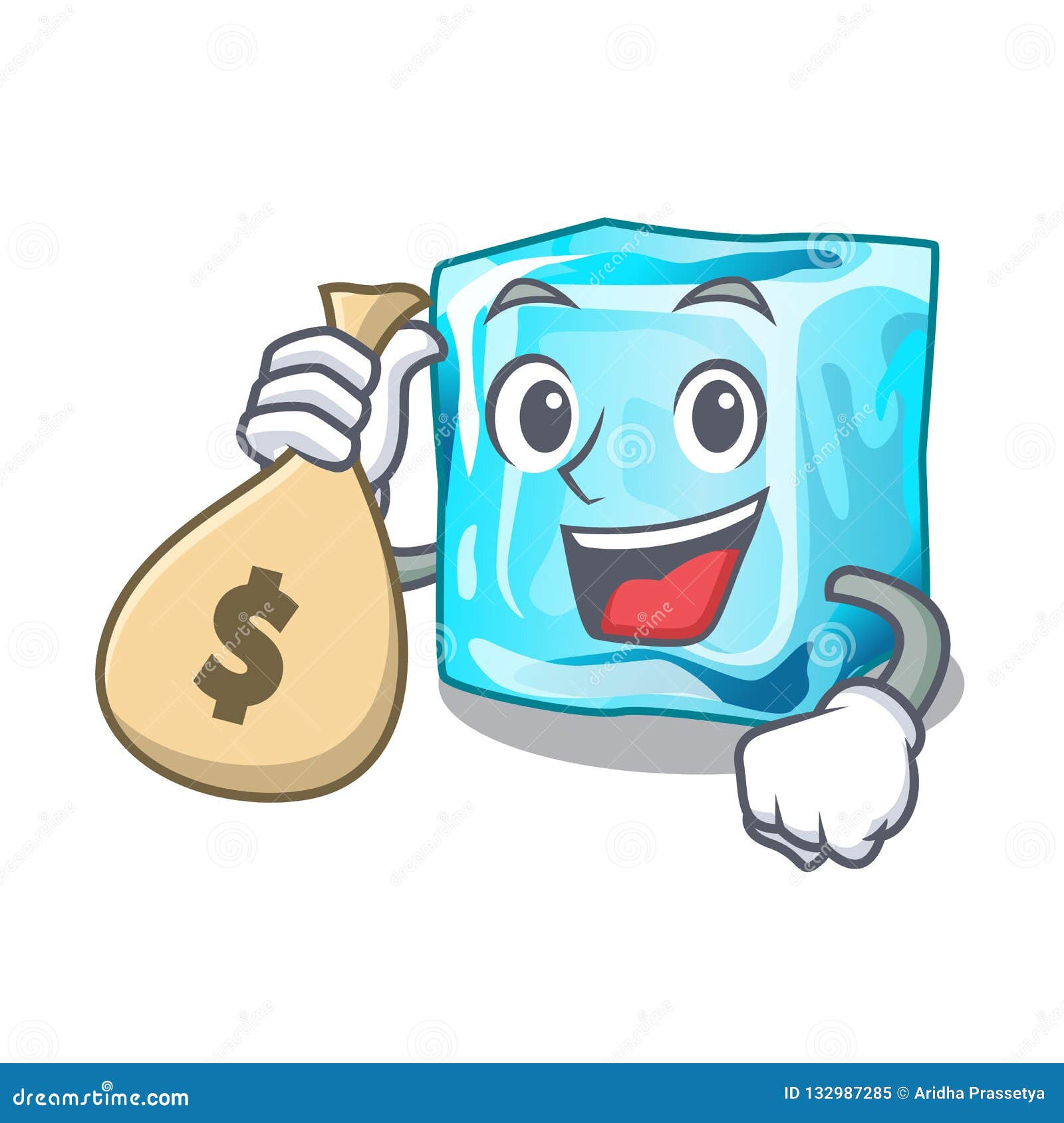 With Money Bag Ice Cubes Shape on the Cartoon Stock Vector ...