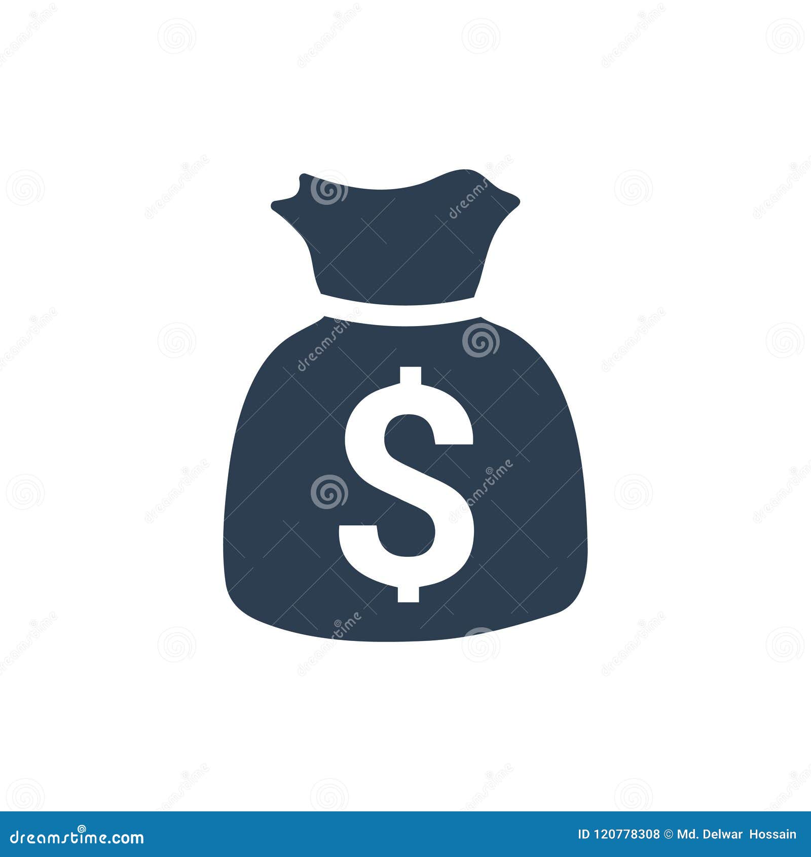 Money Bag Icon stock vector. Illustration of dollar - 120778308