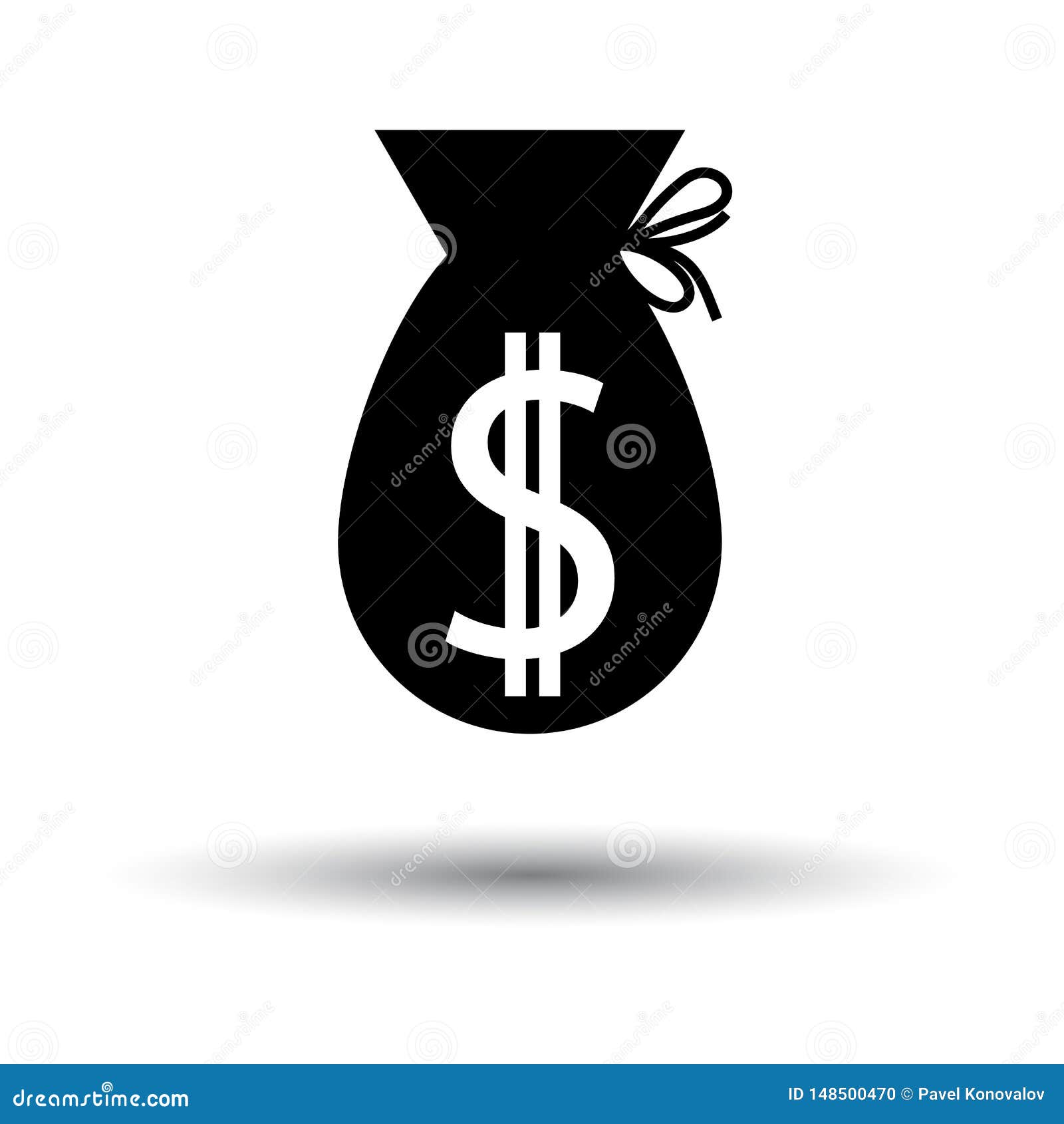 Money Bag Icon stock vector. Illustration of money, background - 148500470