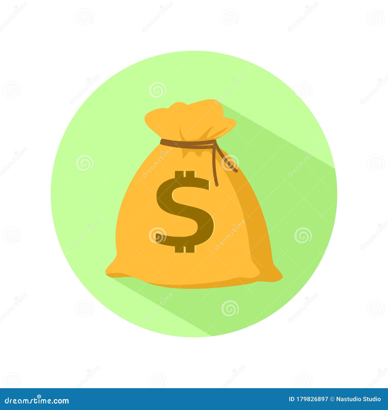 Money Bag Icon. Dollar USD Currency Symbol. Circle Button Vector Stock ...