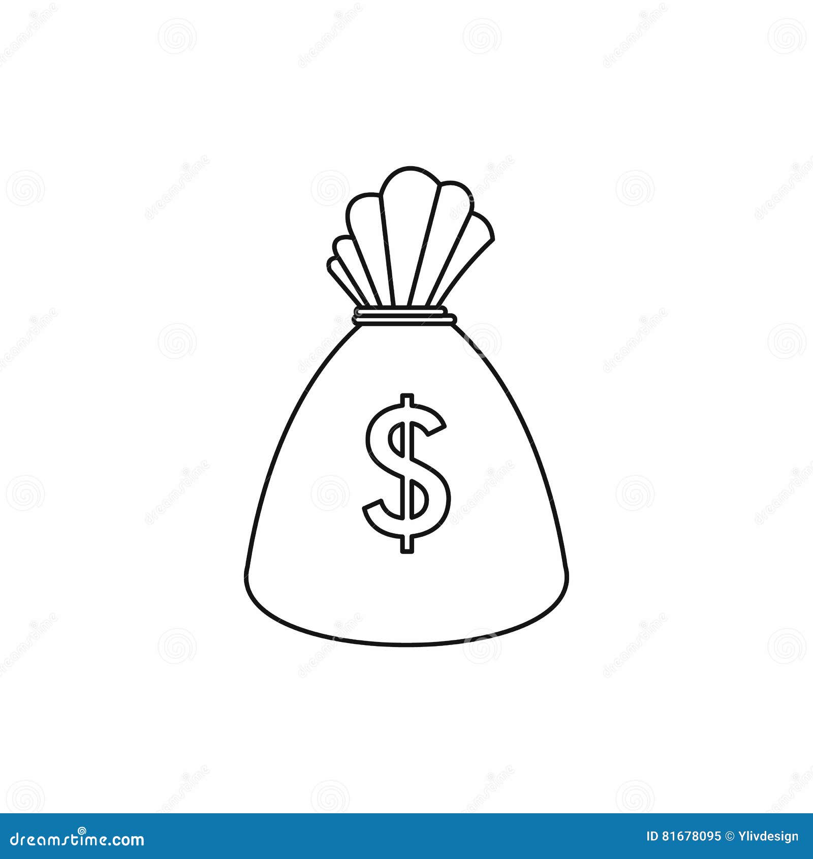 Money Bag Icon, Outline Style Stock Vector - Illustration of business ...