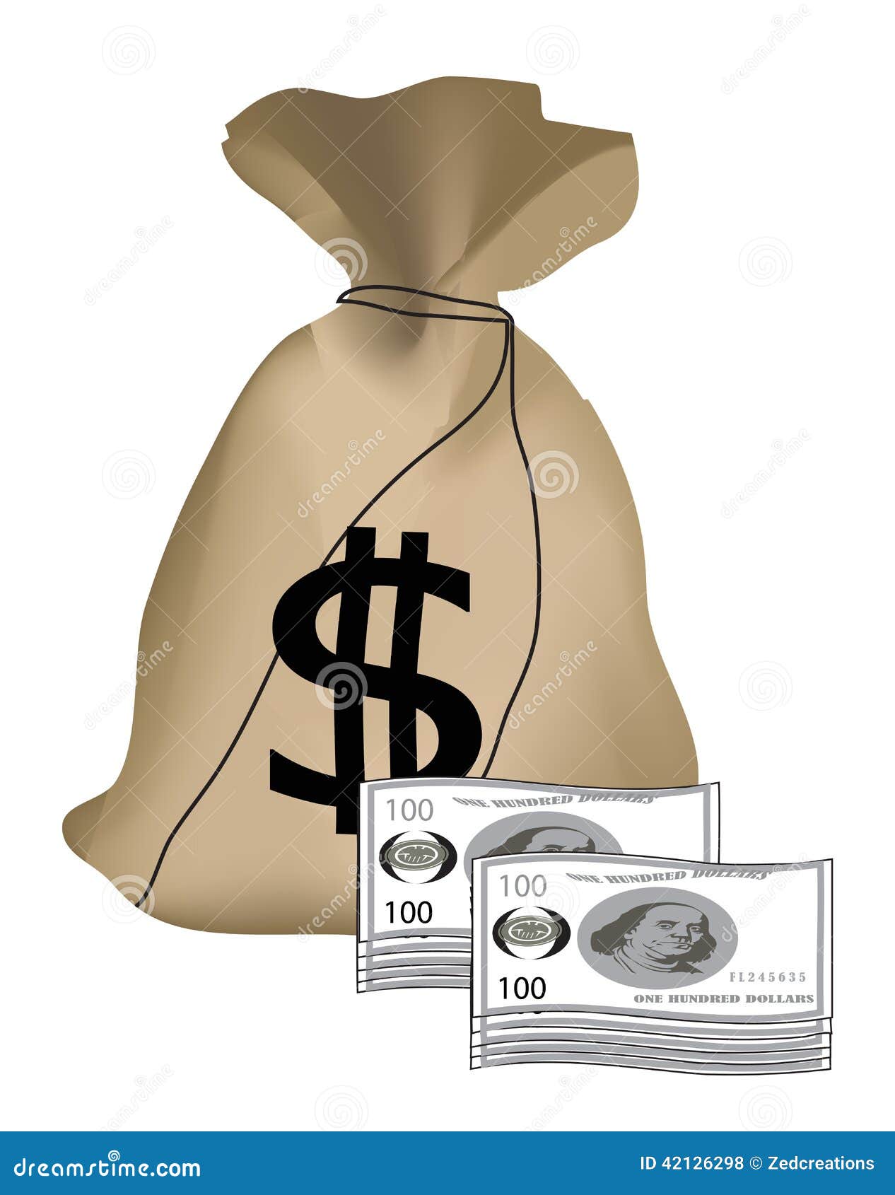 Money Bag stock vector. Illustration of sack, money, full - 42126298