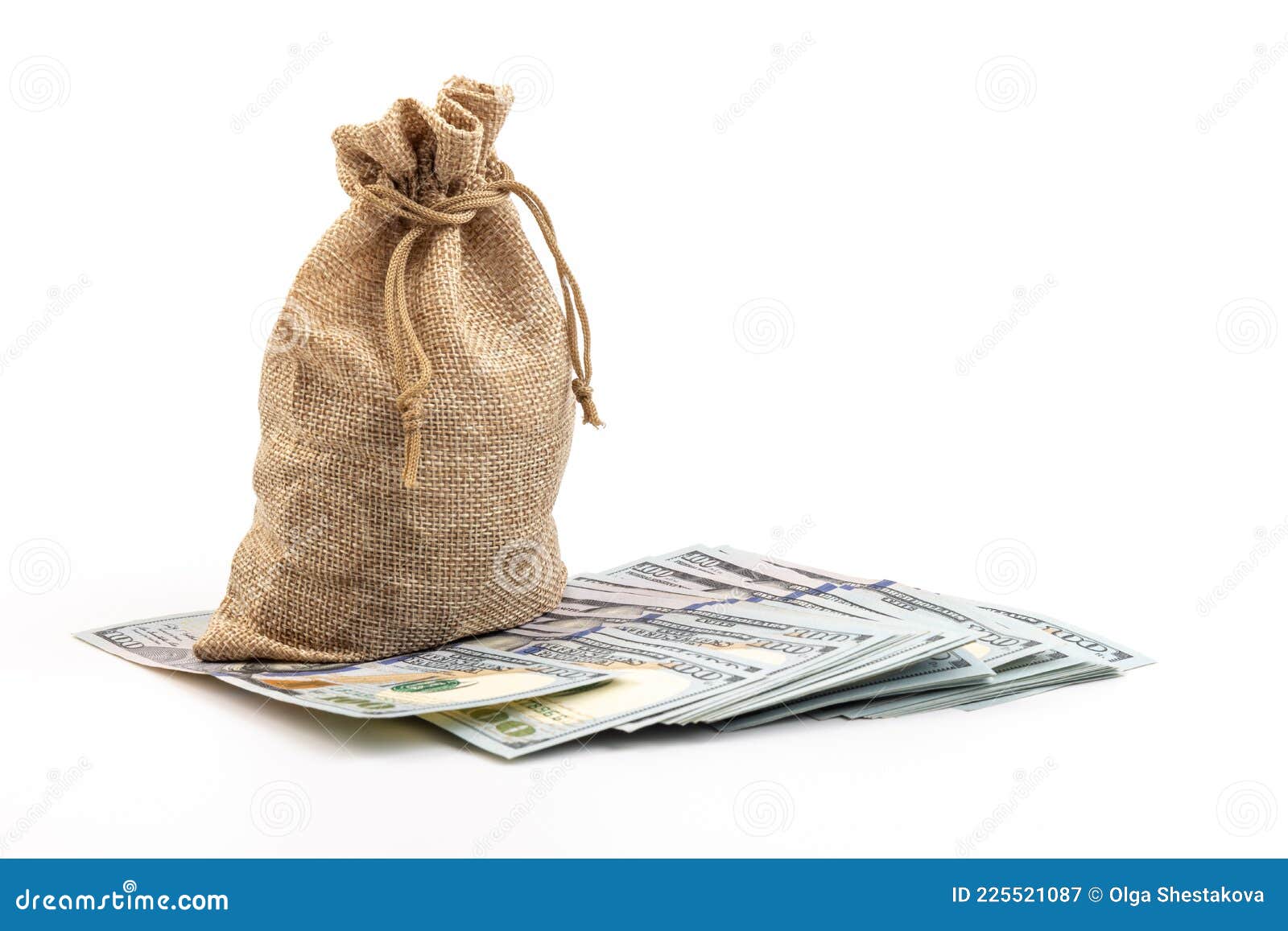 Money in the Bag Isolated on a White Background Stock Image - Image of ...
