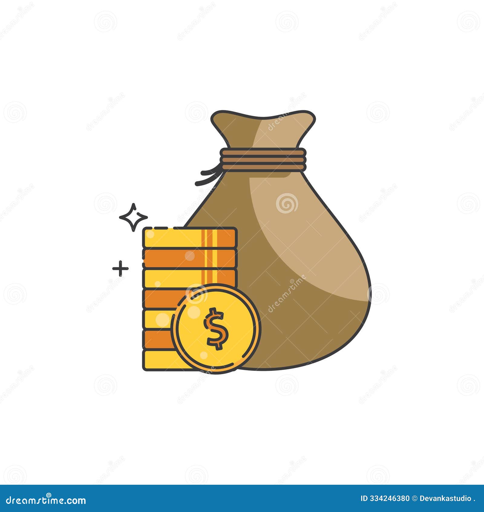 Money bag Logo icon stock vector. Illustration of marketing - 334246380