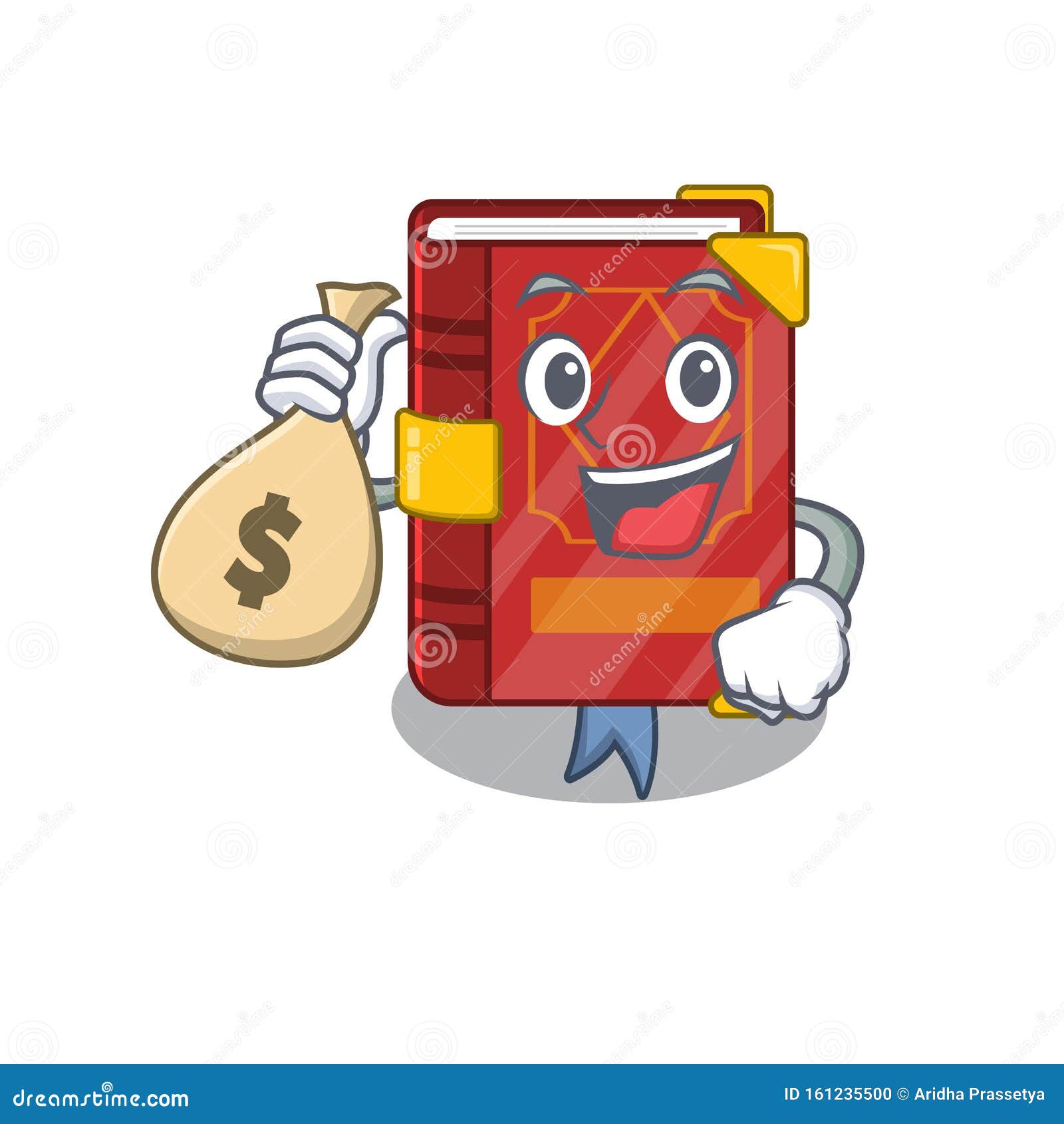 With Money Bag Magic Spell Book in the Cartoon Stock Vector ...