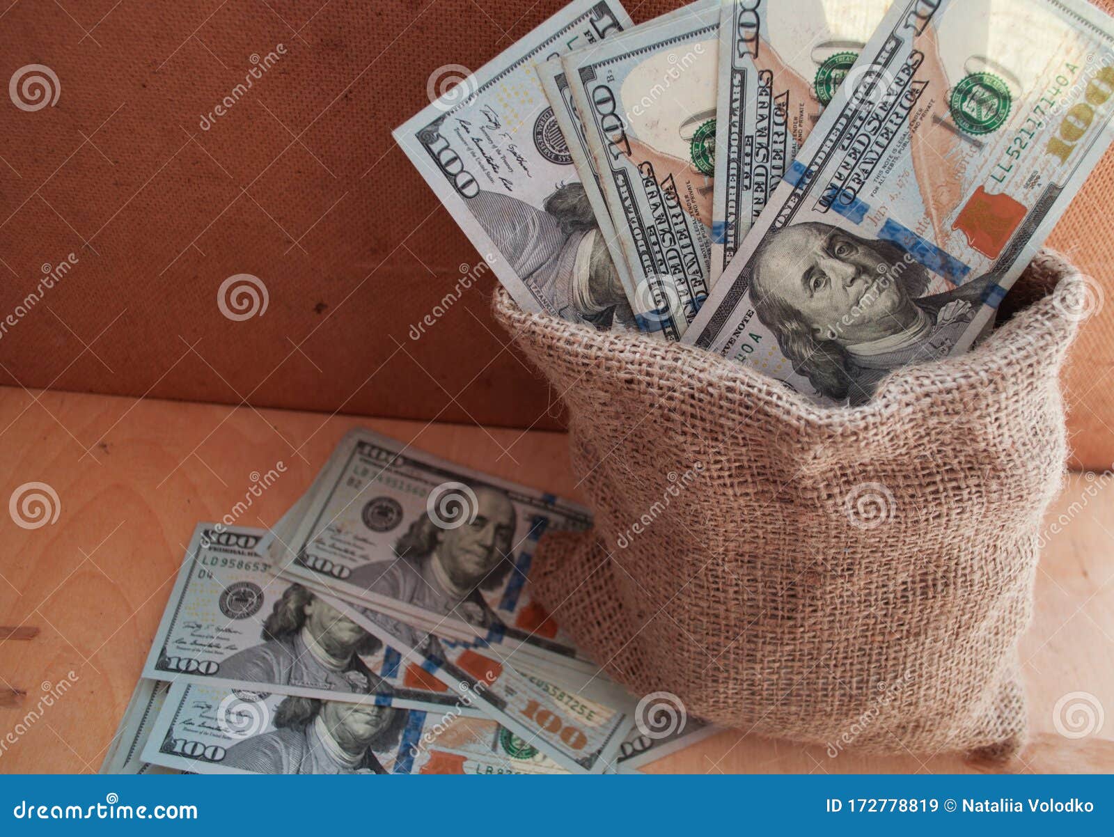 Money Bag. Make a Bag of Money. Bag with Dollars Stock Image - Image of ...