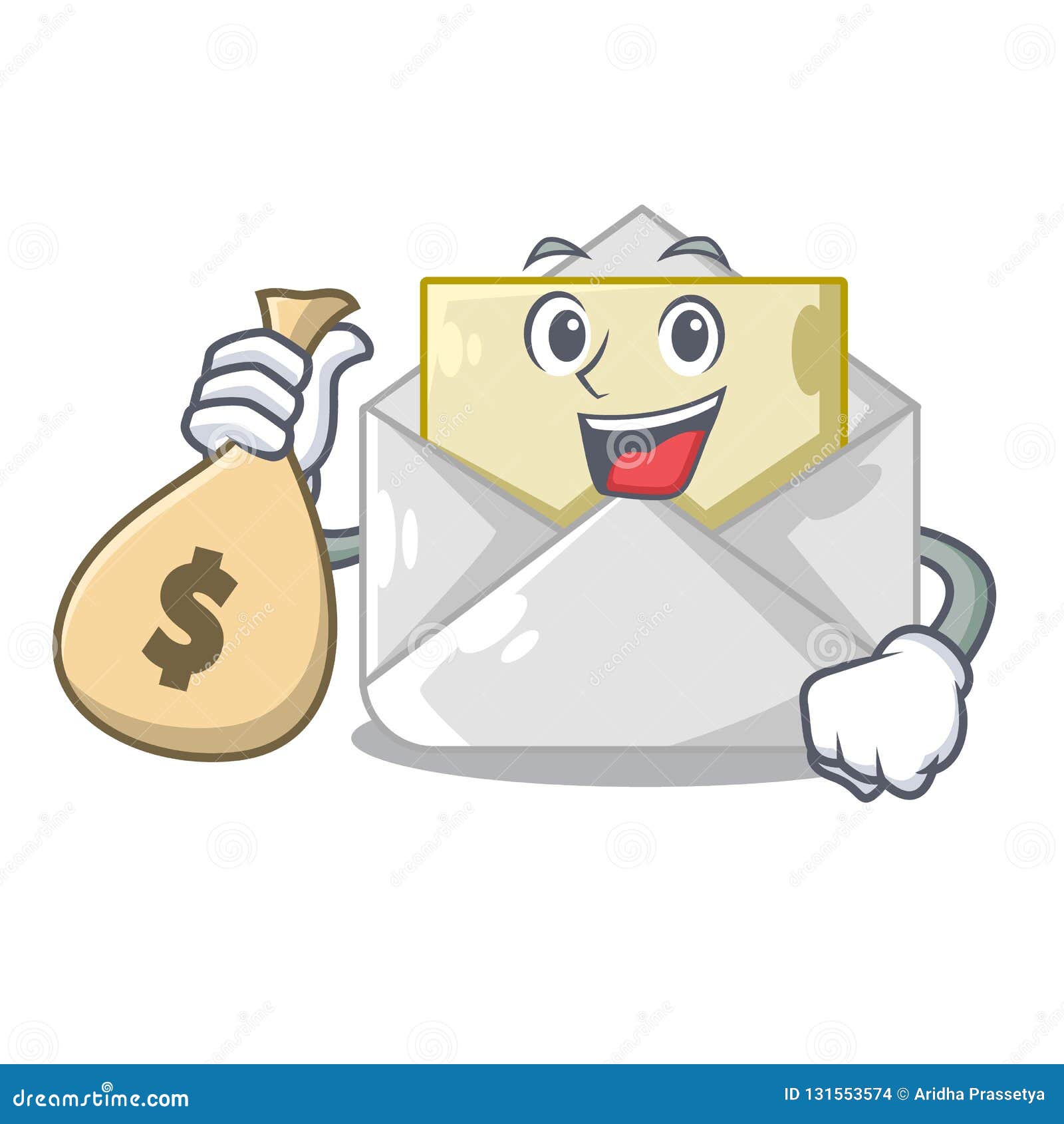 With Money Bag Opened and Closed Envelopes Shaped Cartoon Stock Vector ...