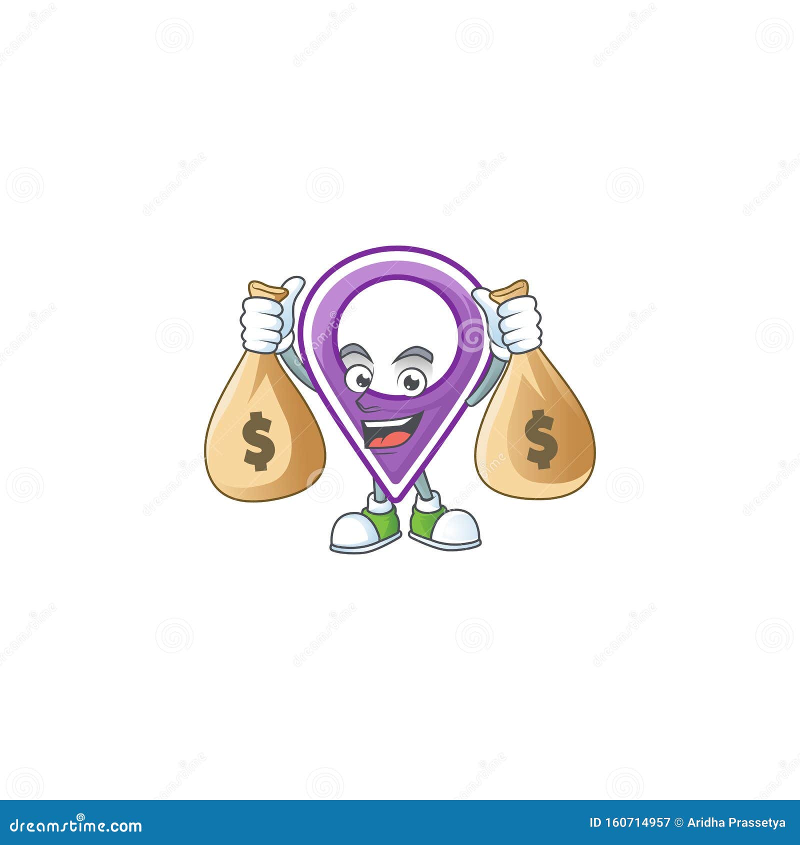 With Money Bag Pin Location in the a Maps Stock Vector - Illustration ...