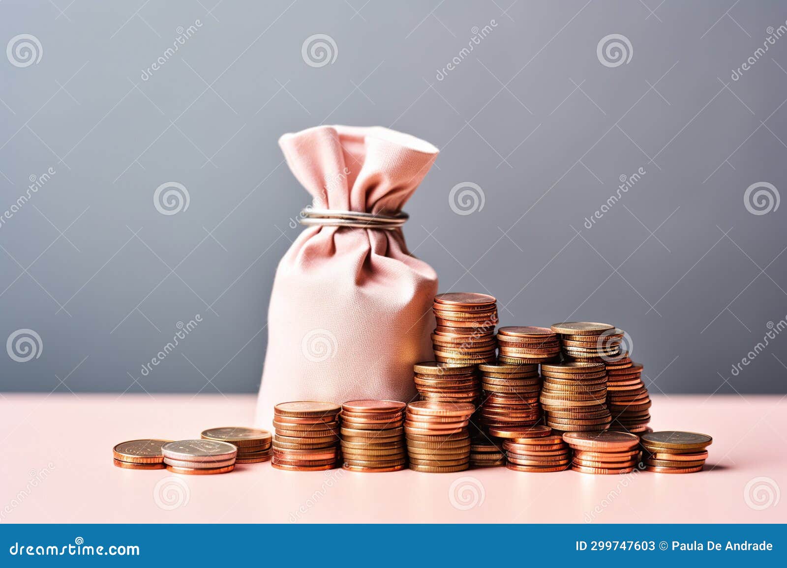 Money Bag Pink with Gold Coins Stock Illustration - Illustration of ...