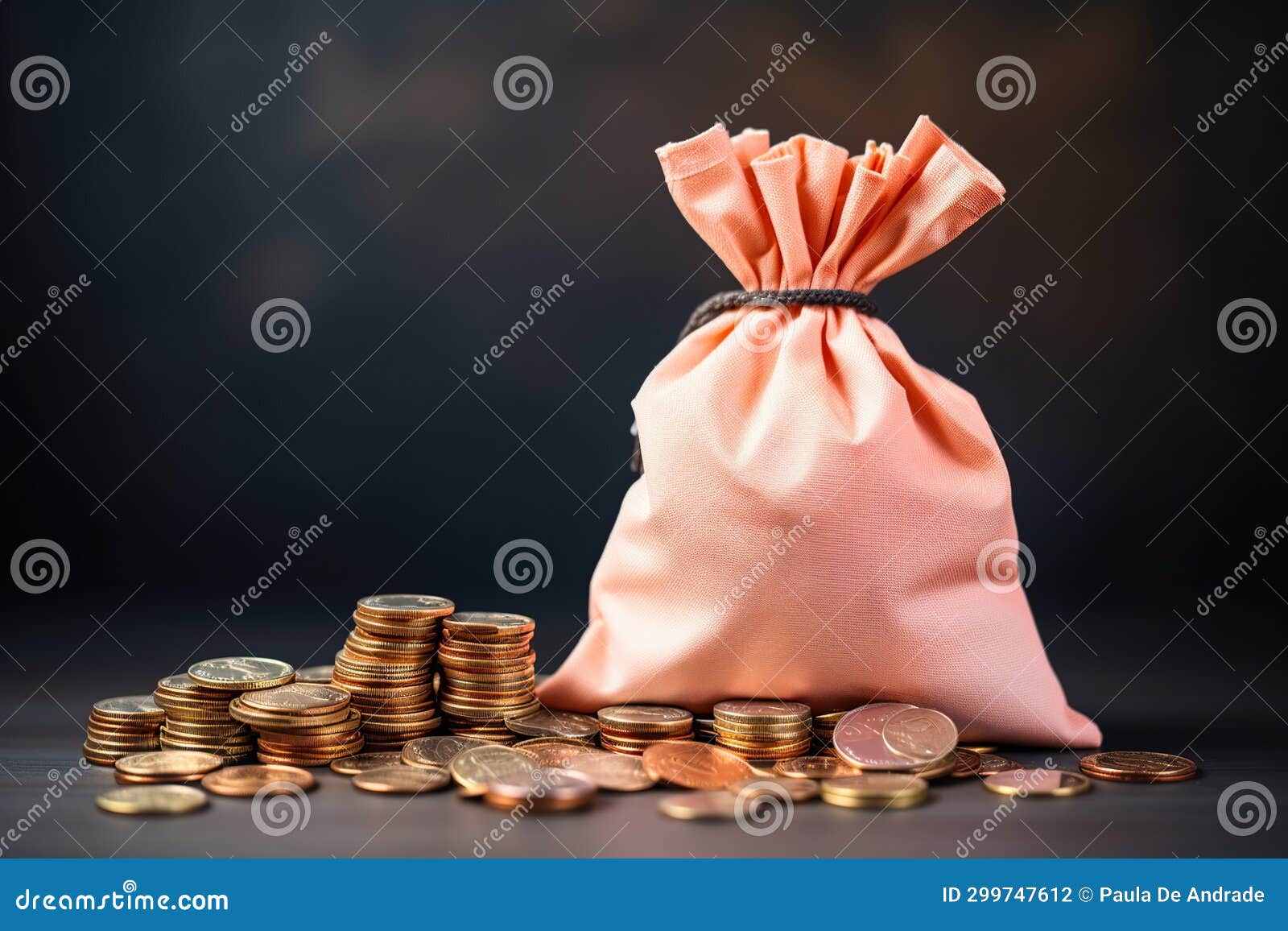 Money Bag Pink with Gold Coins Stock Illustration - Illustration of ...