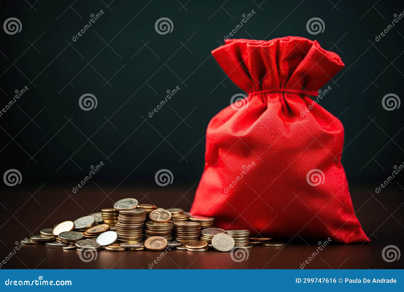 Money Bag Red with Gold Coins Stock Illustration - Illustration of ...