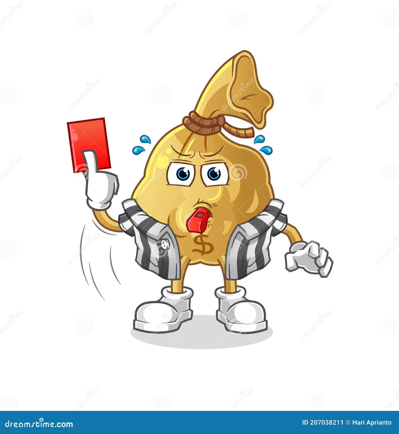 Money Bag Referee with Red Card Illustration. Character Vector Stock ...