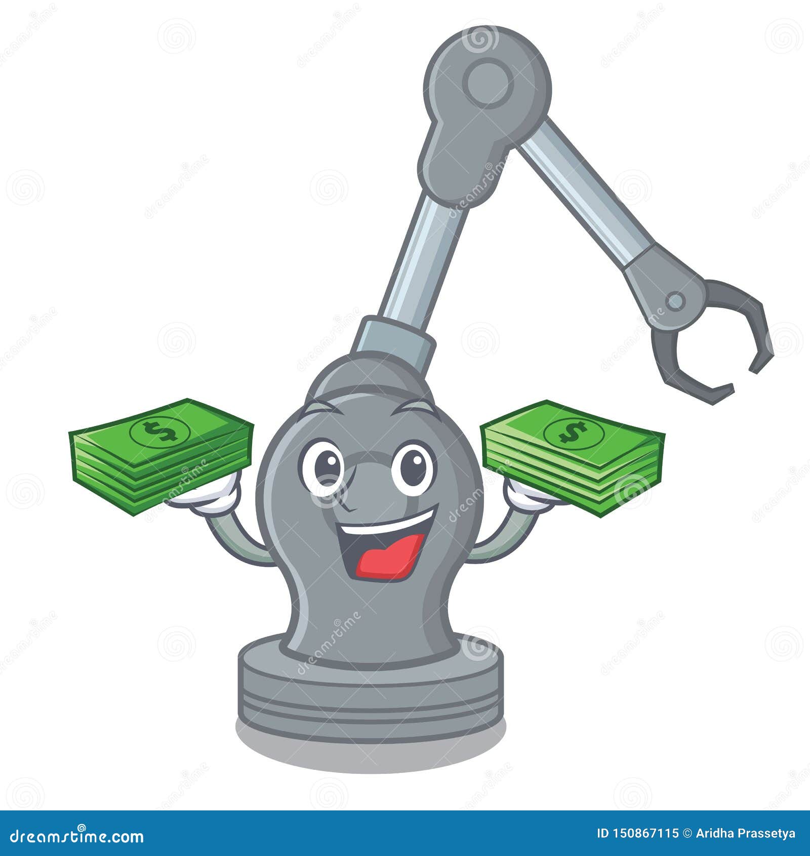 With Money Bag Robotic Arm Machine in the Mascot Stock Vector ...