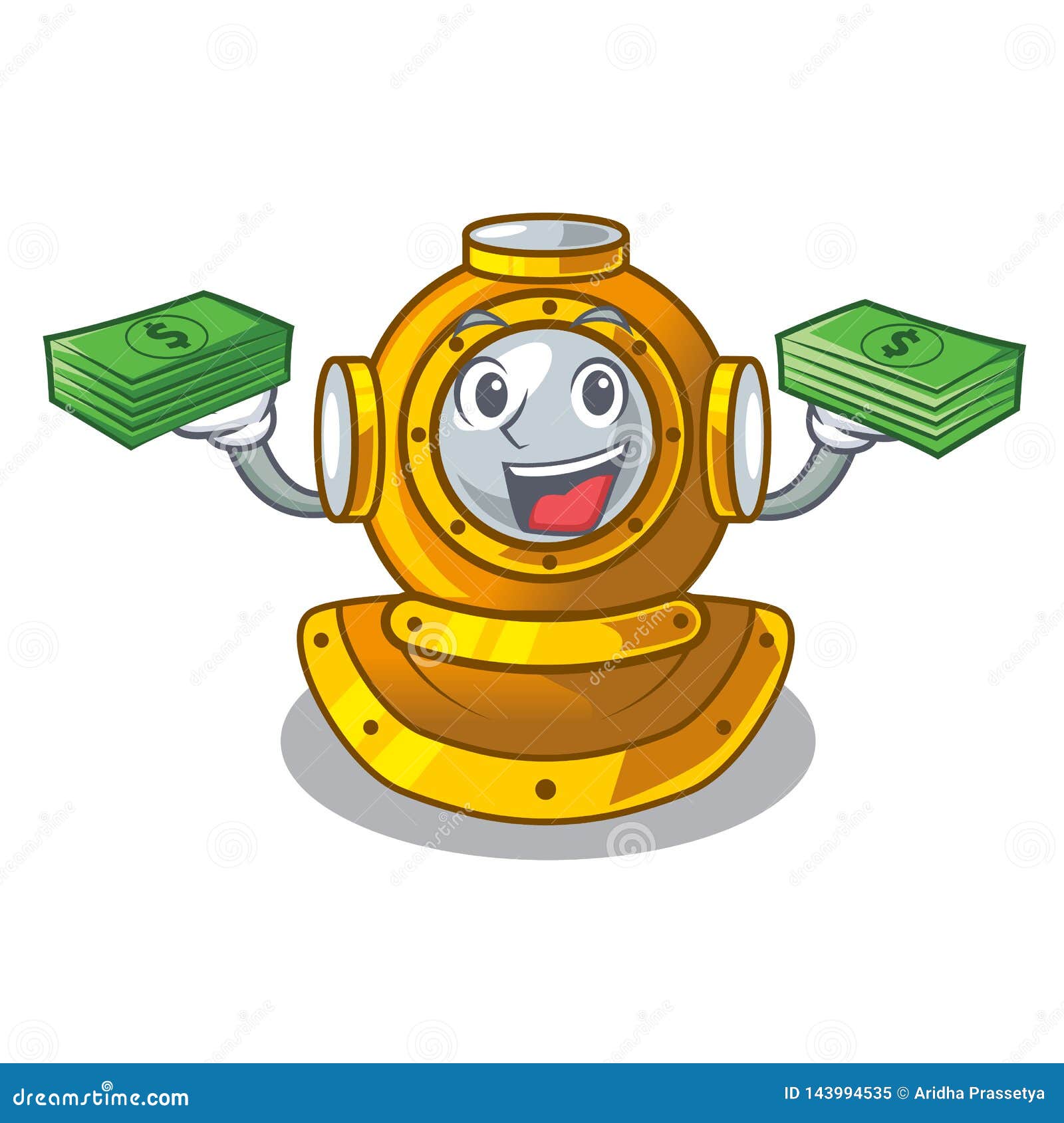 With Money Bag Shape Diving Helmet Character in Closet Stock Vector ...