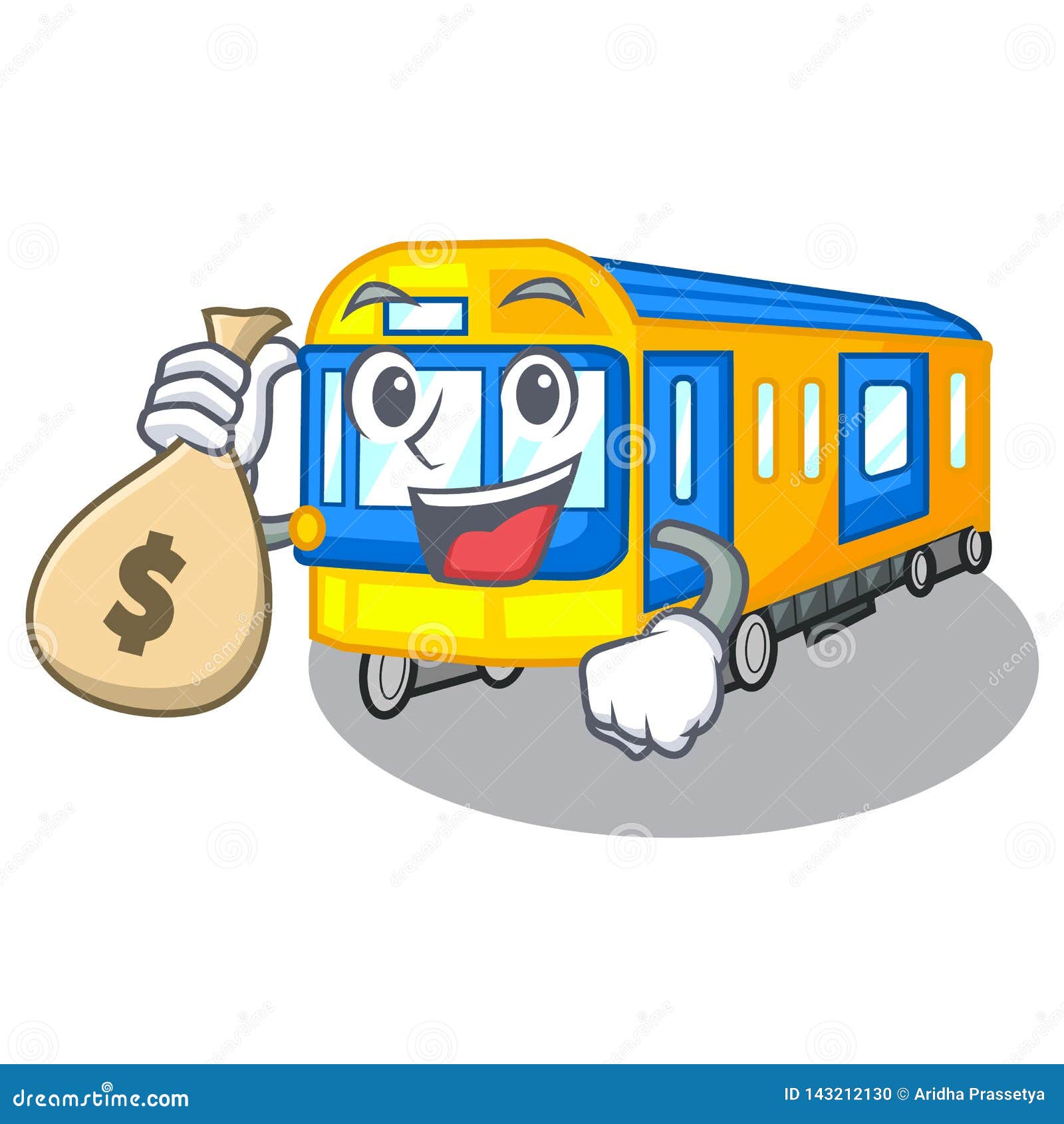 With Money Bag Subway Train in the Shape Characters Stock Vector ...