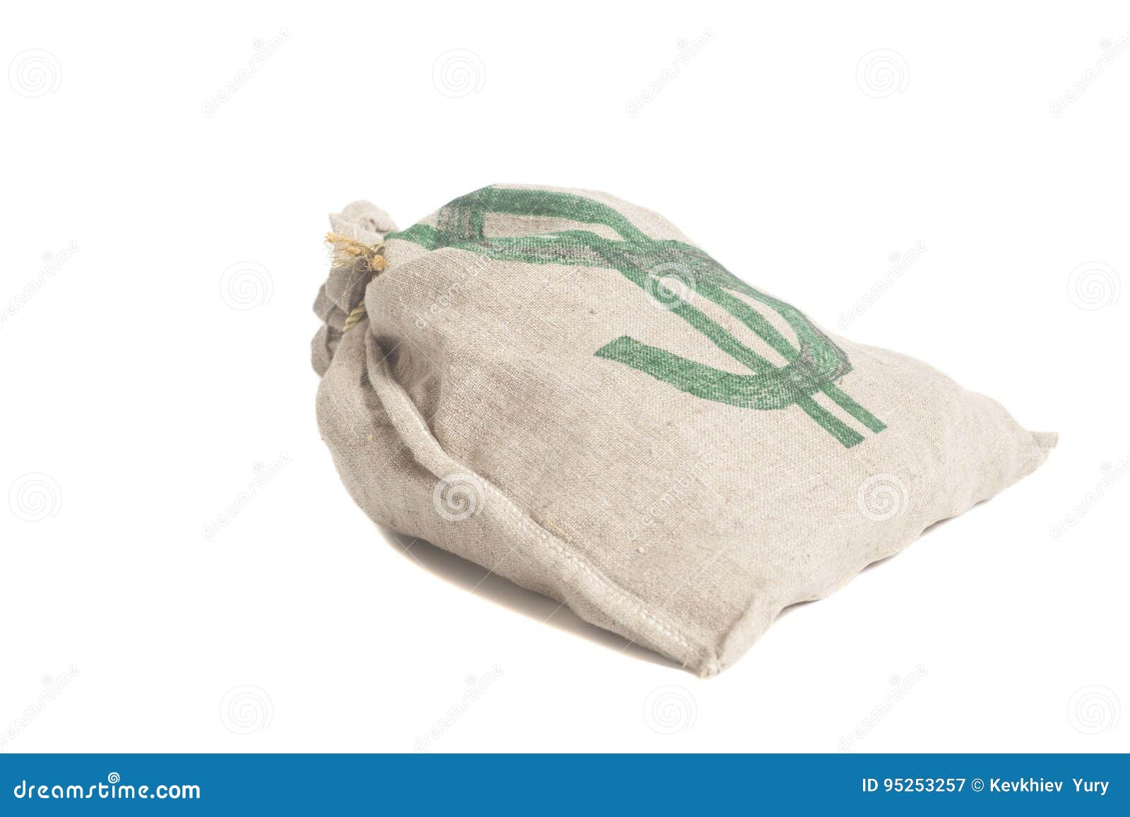 Money bag with US dollars stock image. Image of shot - 95253257
